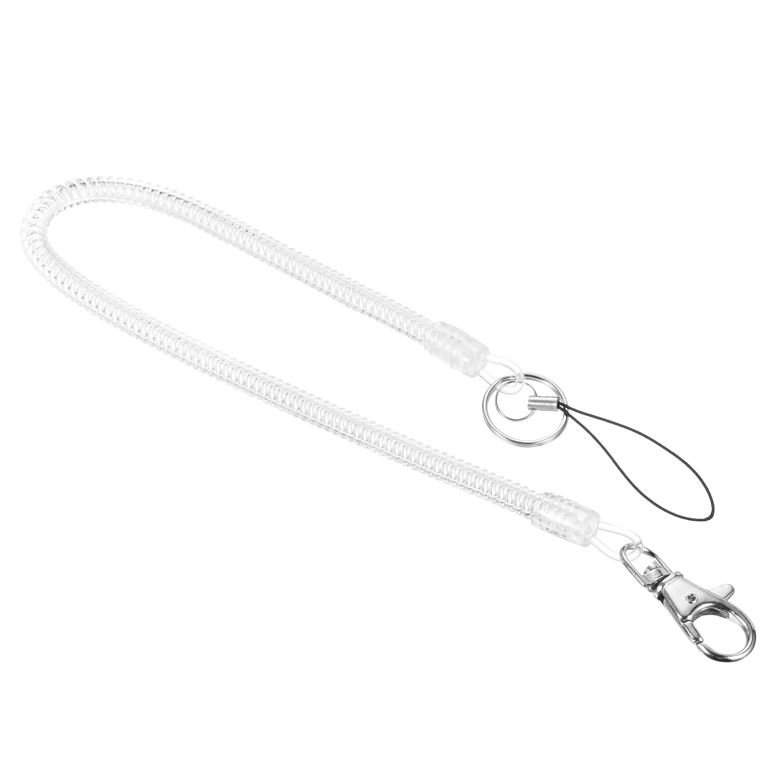 Uxcell Retractable Coil Spring Keychain Clasp with Key Ring 360mm, 1 ...