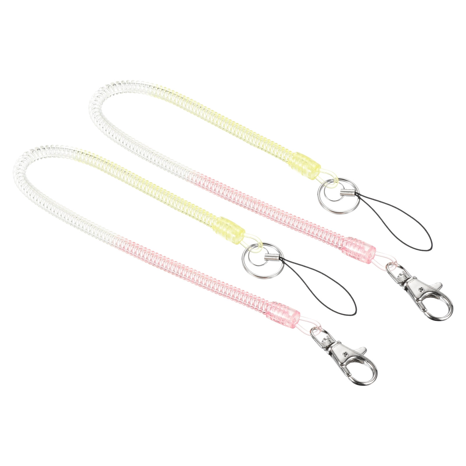 Uxcell Retractable Coil Spring Keychain Clasp with Key Ring 360mm, 2 ...