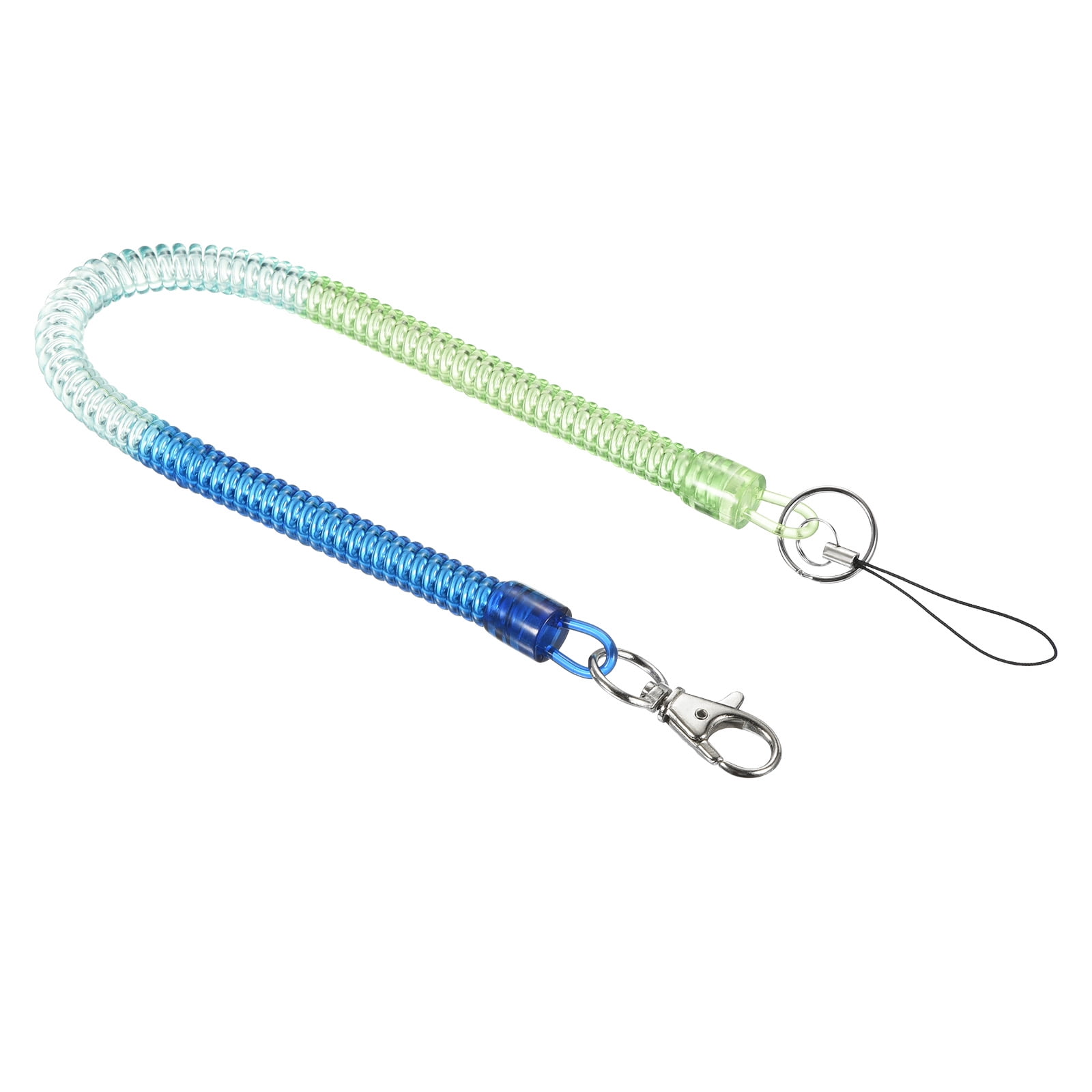 Uxcell Retractable Coil Spring Keychain Clasp with Key Ring 380mm, 1 ...