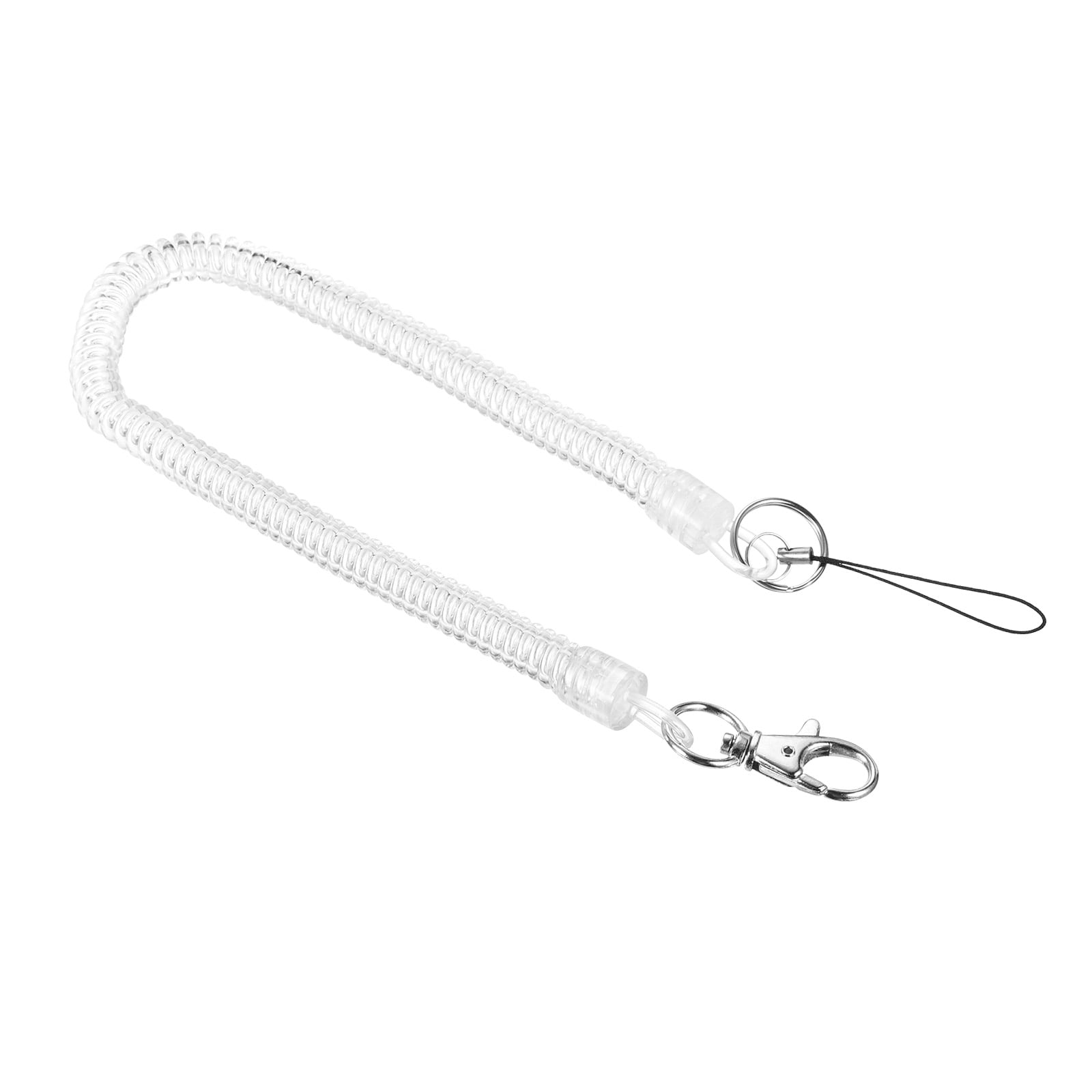 Uxcell Retractable Coil Spring Keychain Clasp with Key Ring 380mm, 1 ...