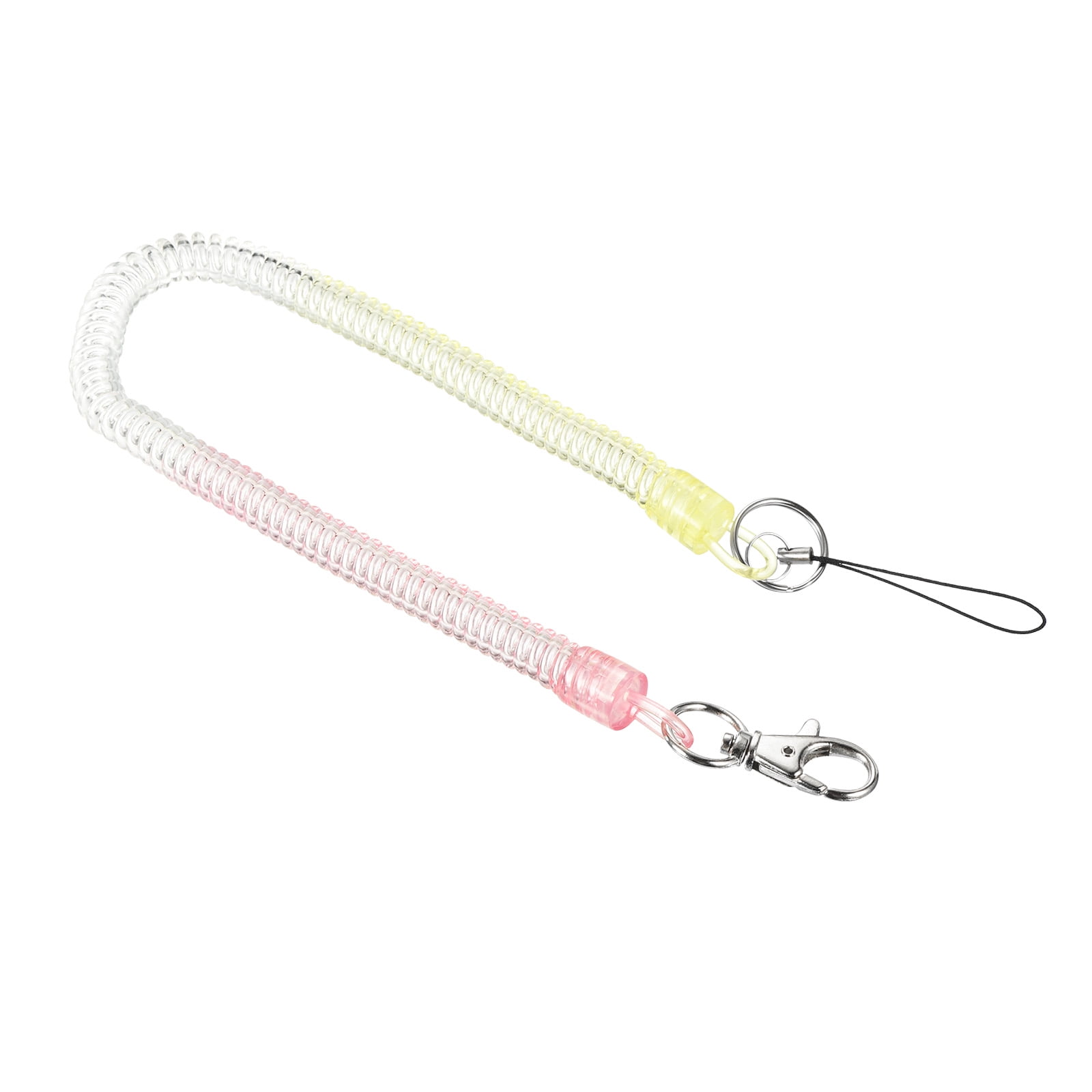 Uxcell Retractable Coil Spring Keychain Clasp with Key Ring 380mm, 1 ...