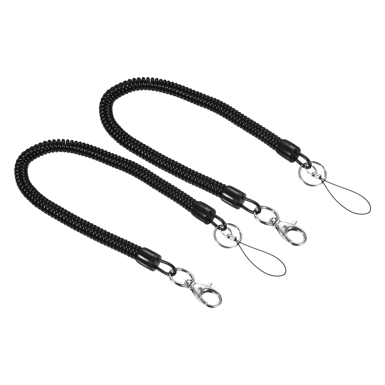 Uxcell Retractable Coil Spring Keychain Clasp with Key Ring 380mm, 2 ...