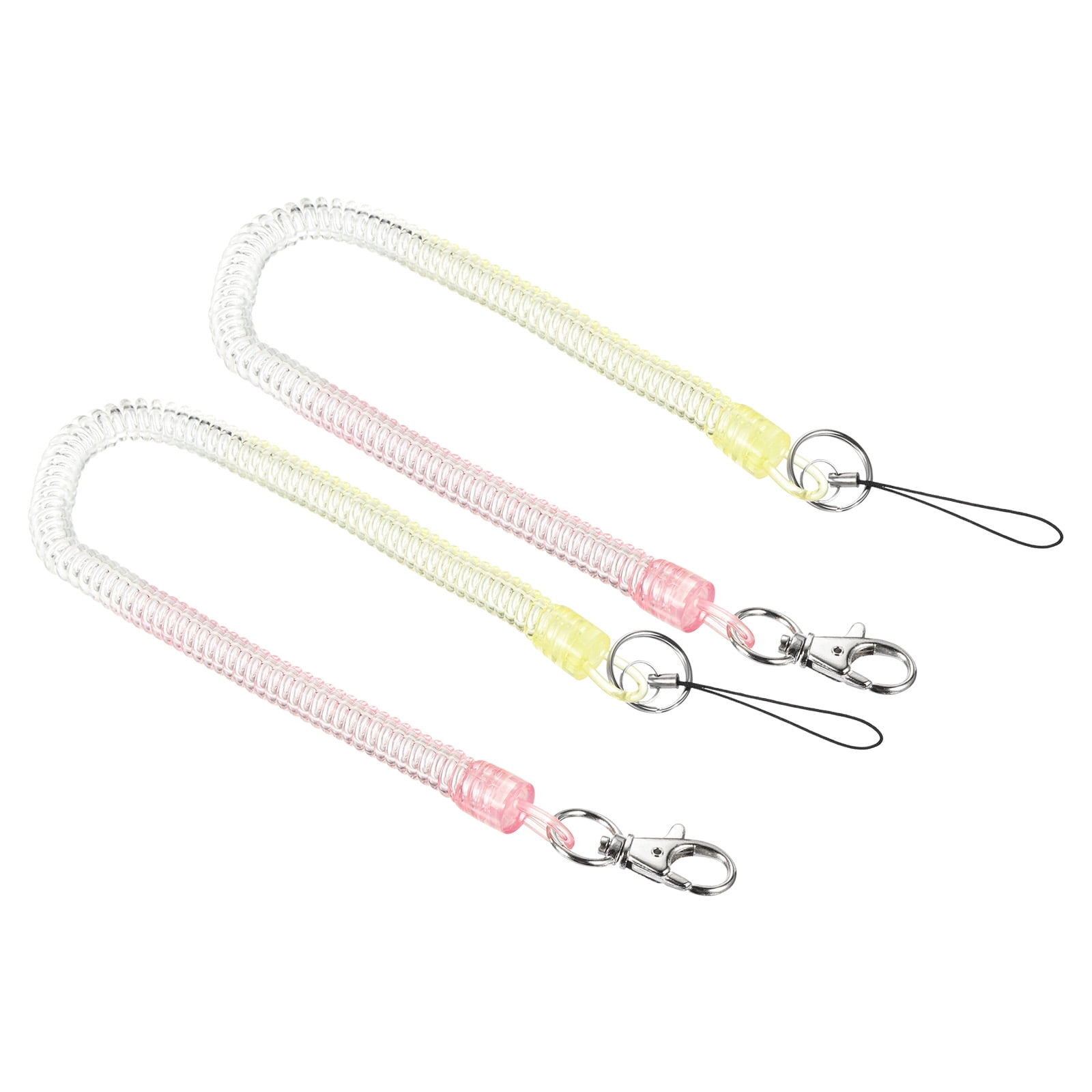 Uxcell Retractable Coil Spring Keychain Clasp with Key Ring 380mm, 2 ...