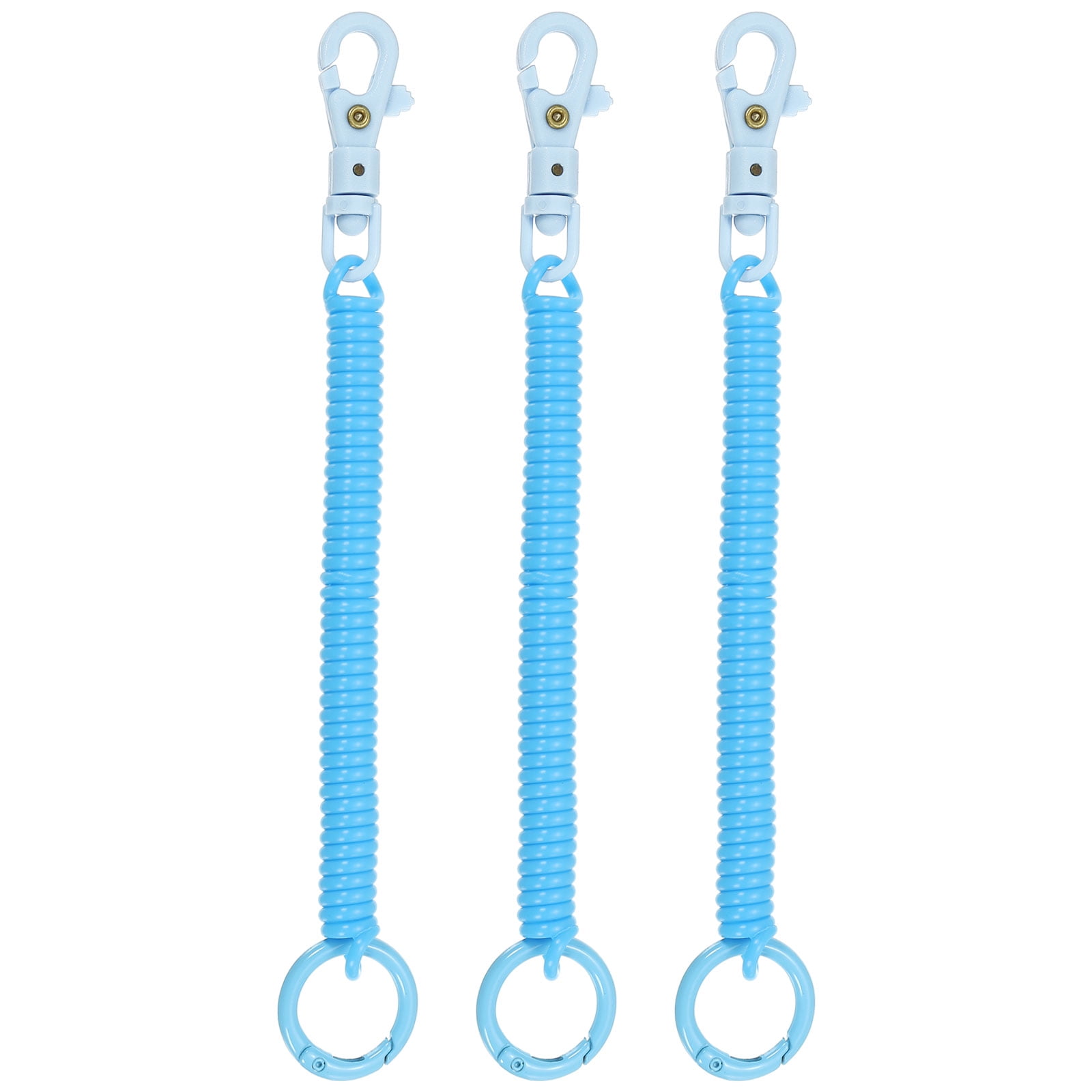 Uxcell Retractable Coil Springs Keychain with Plastic Lobster Clasp ...