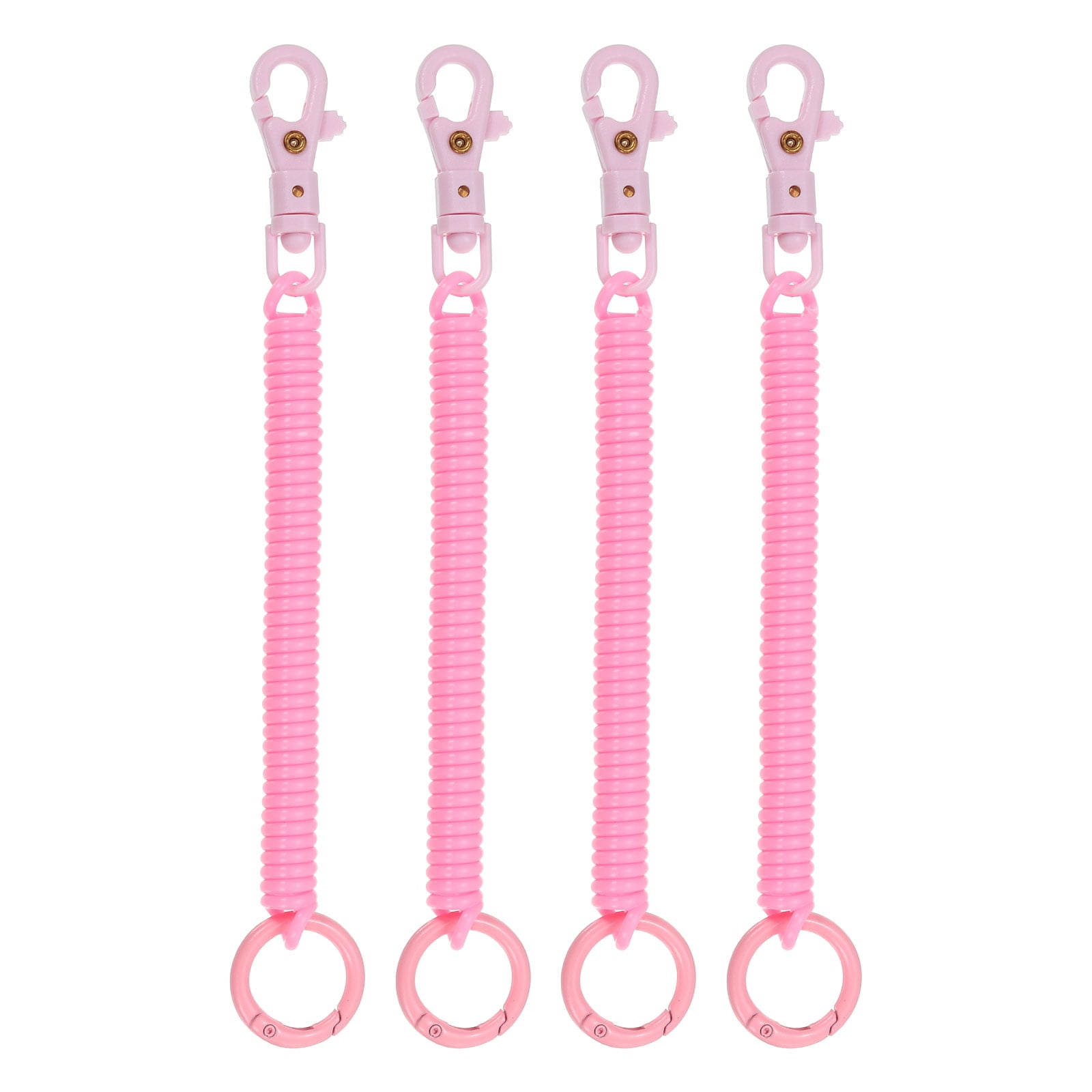 Uxcell Retractable Coil Springs Keychain with Plastic Lobster Clasp ...