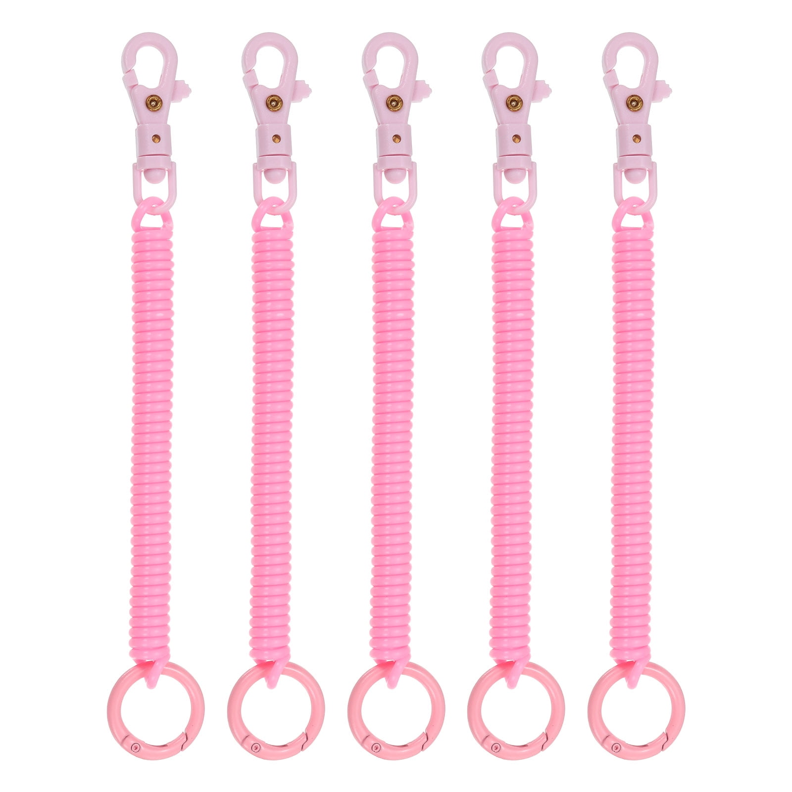 Uxcell Retractable Coil Springs Keychain with Plastic Lobster Clasp ...