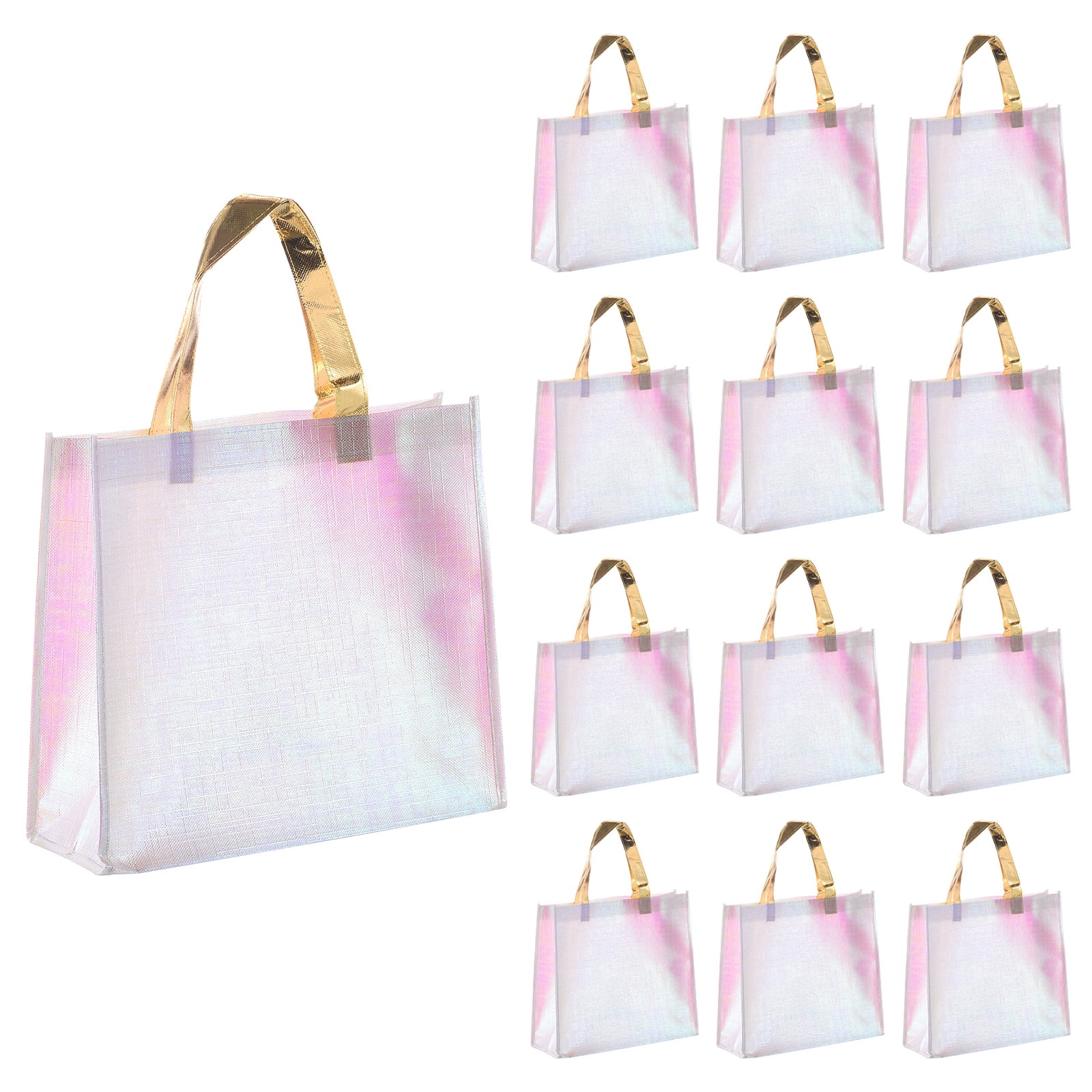 Uxcell Reusable Gift Bags, Multi Color Tote Glossy Grocery Shopping Bag ...