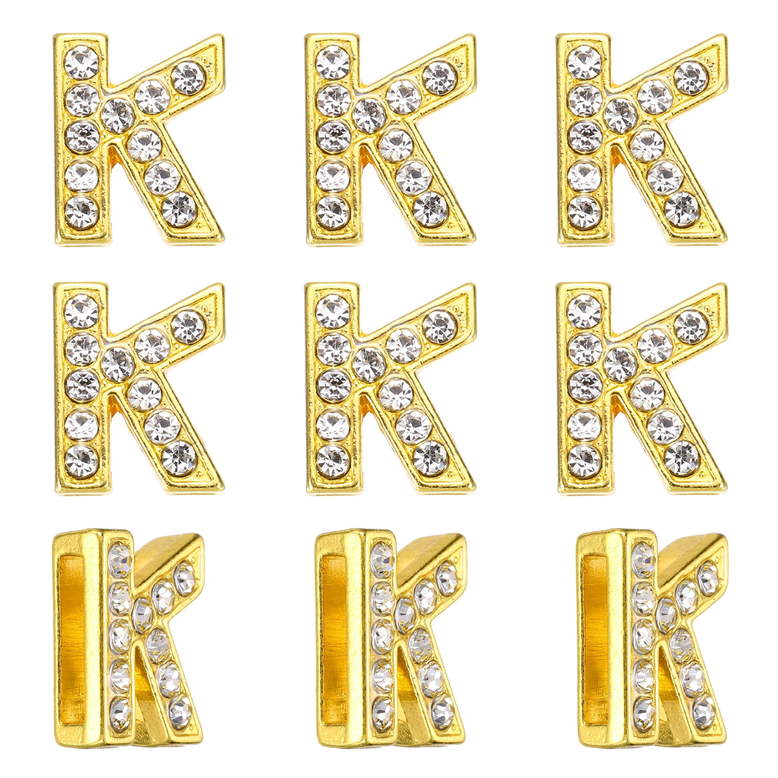 Uxcell Rhinestone Letter Charm, 30Pcs 10mm Slide Wristbands Pendants ...