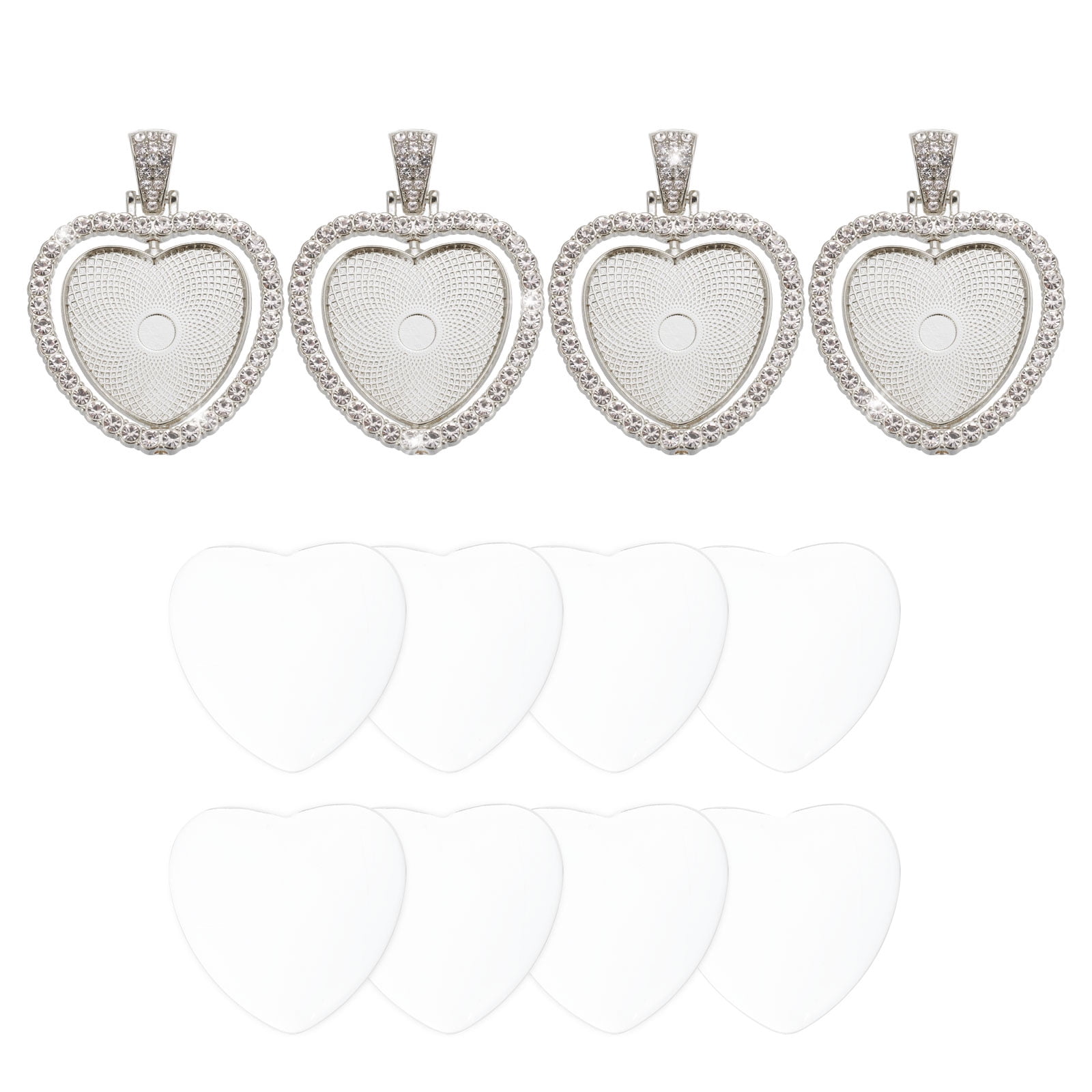 Uxcell Rhinestone Pendant Tray, 4 Set Double Sided Tray 4pcs Glass Dome ...