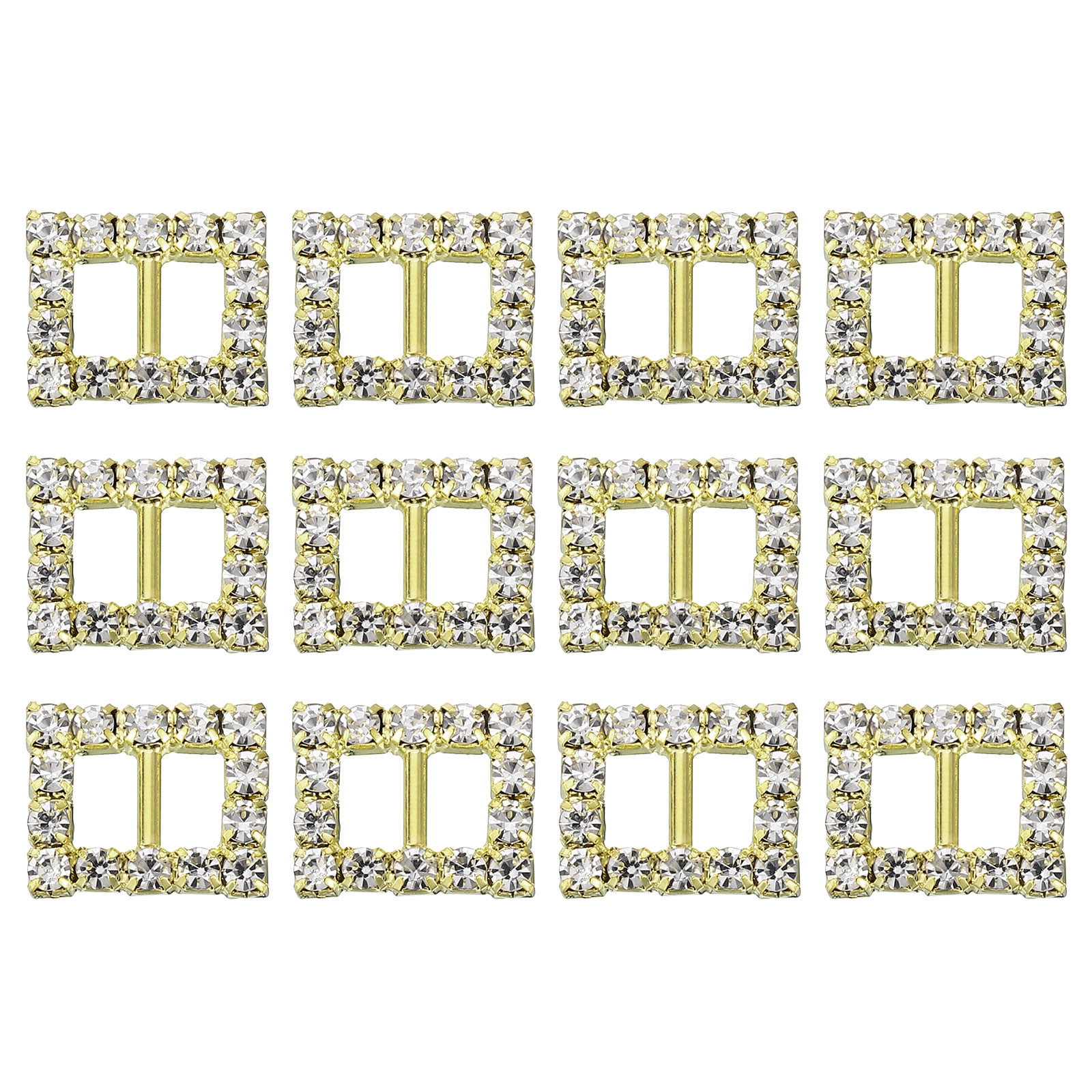 Uxcell Rhinestone Ribbon Buckle, 12Pcs 15 x 12mm Crystal Ribbon Buckle ...
