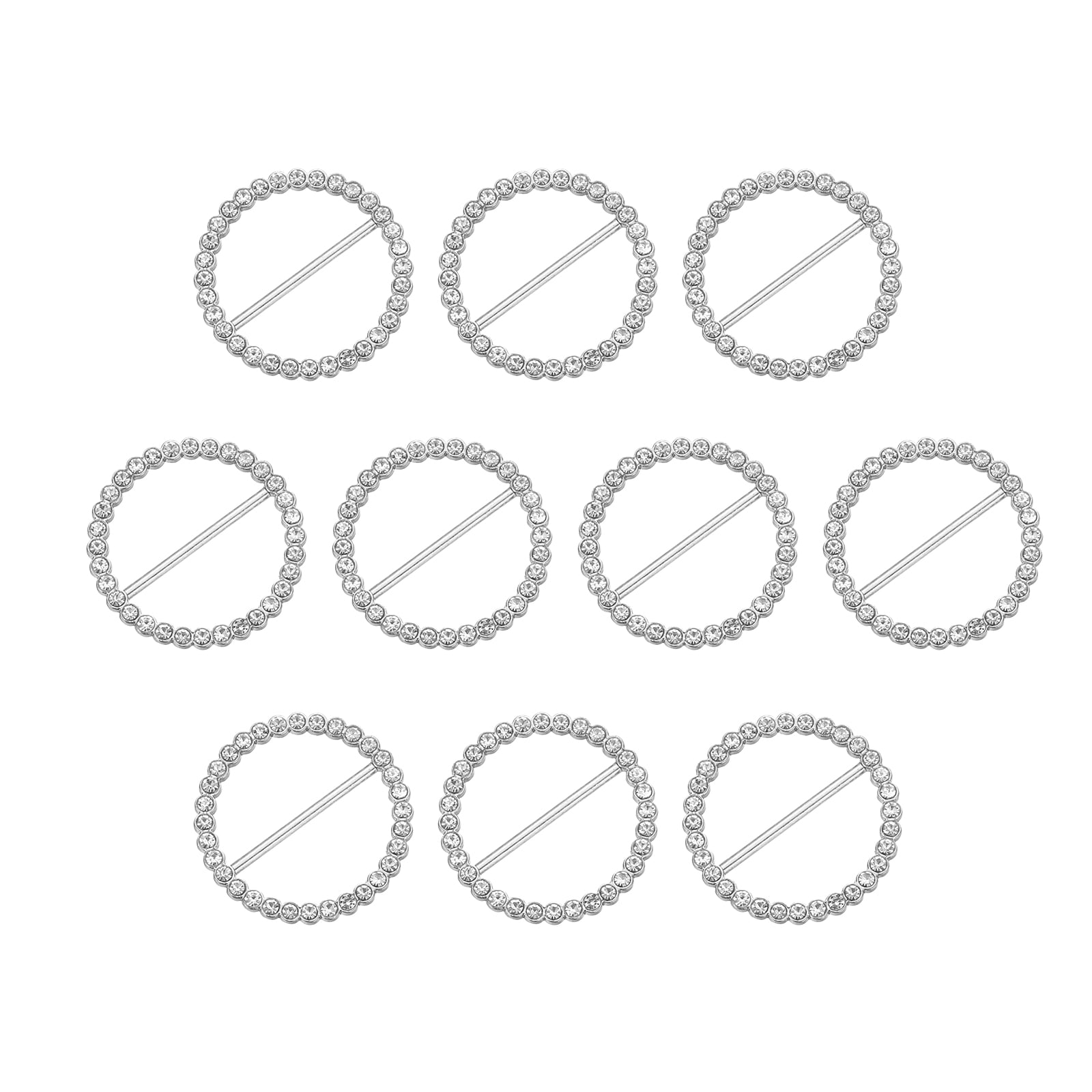 Uxcell Rhinestone Ribbon Buckle Sliders, 10Pcs Metal Silver Crystal ...