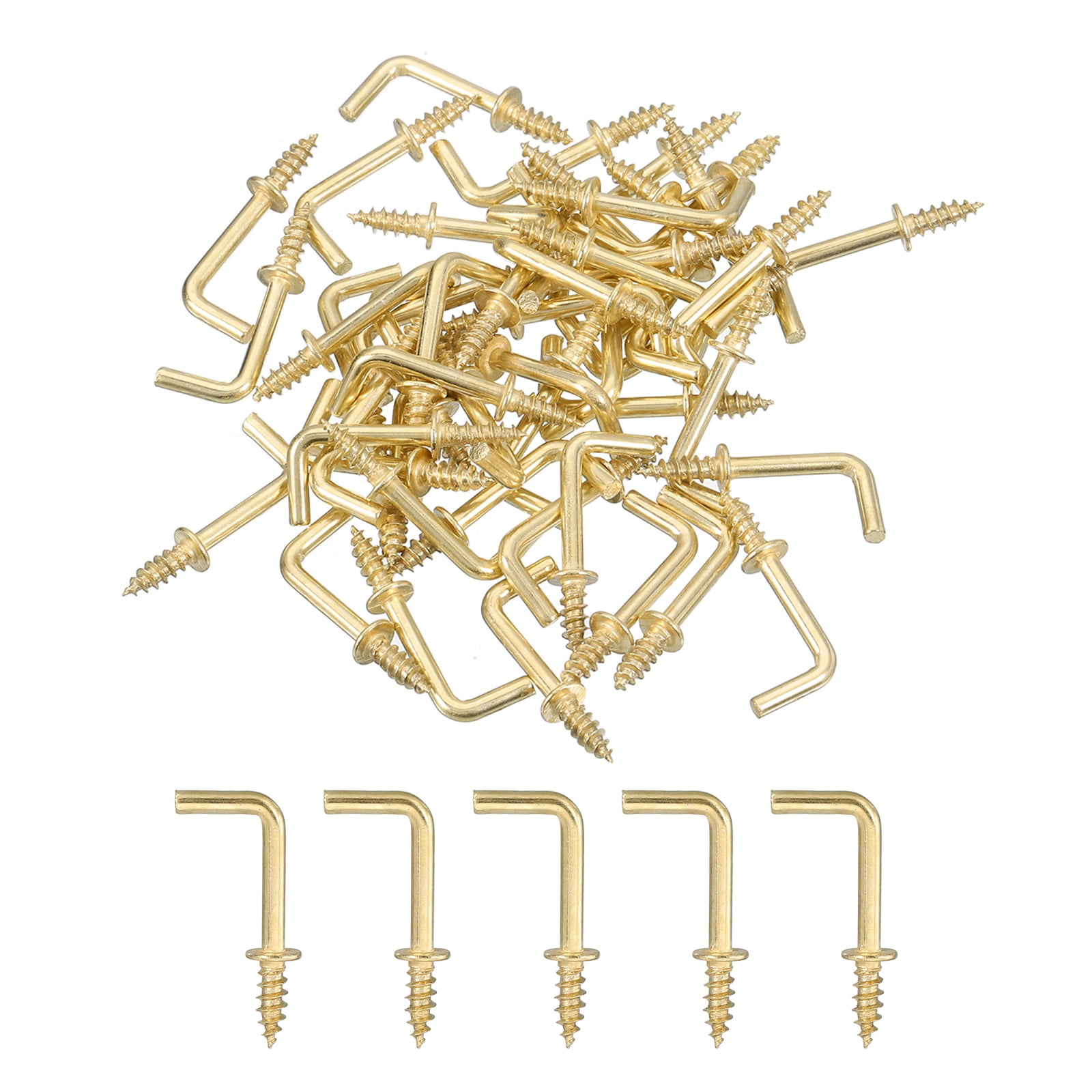 Uxcell Right Angle Hooks, 100Pcs 1/2" L Shaped Screw Hooks Screw in ...