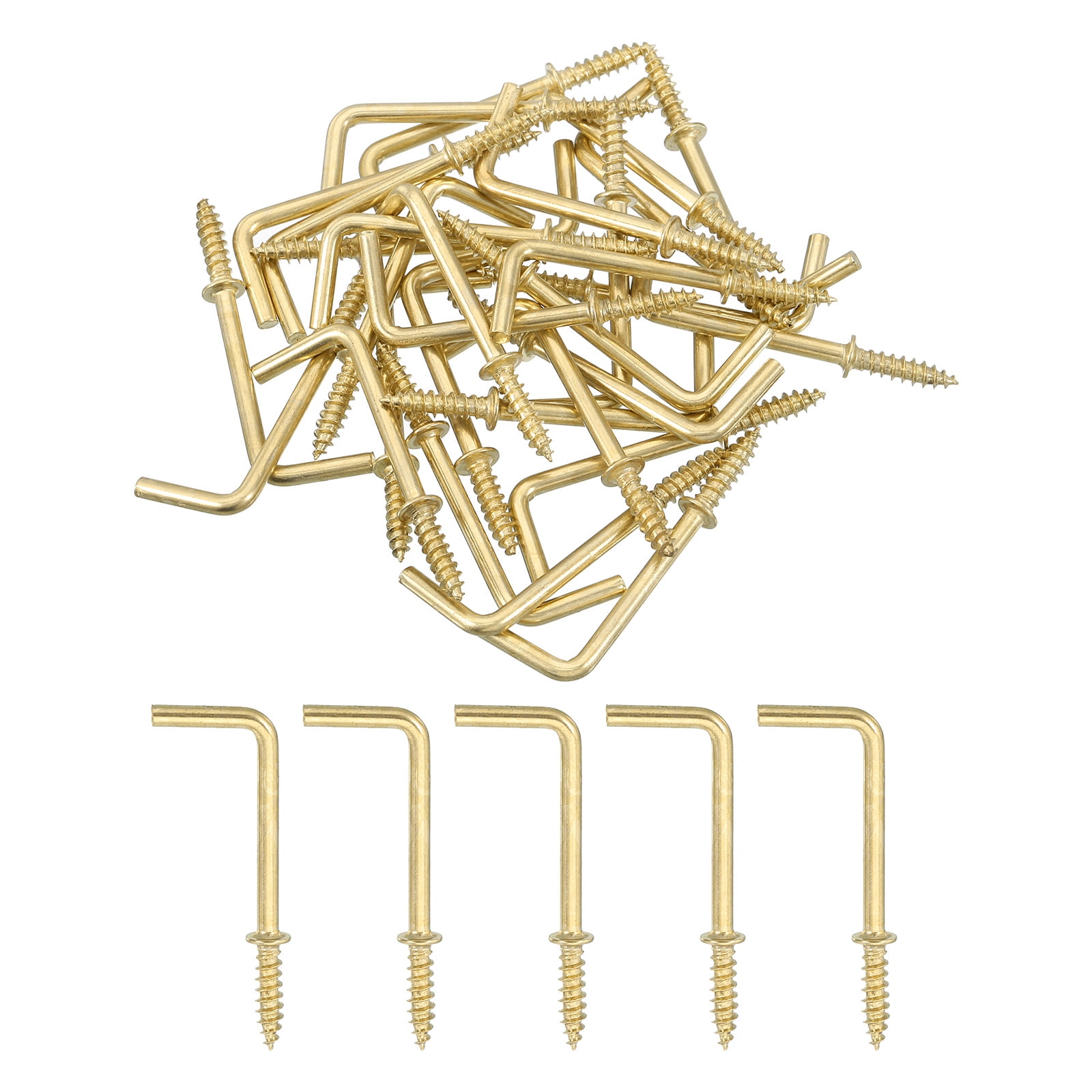 Uxcell Right Angle Hooks, 40Pcs 1-1/4" L Shaped Screw Hooks Screw in ...