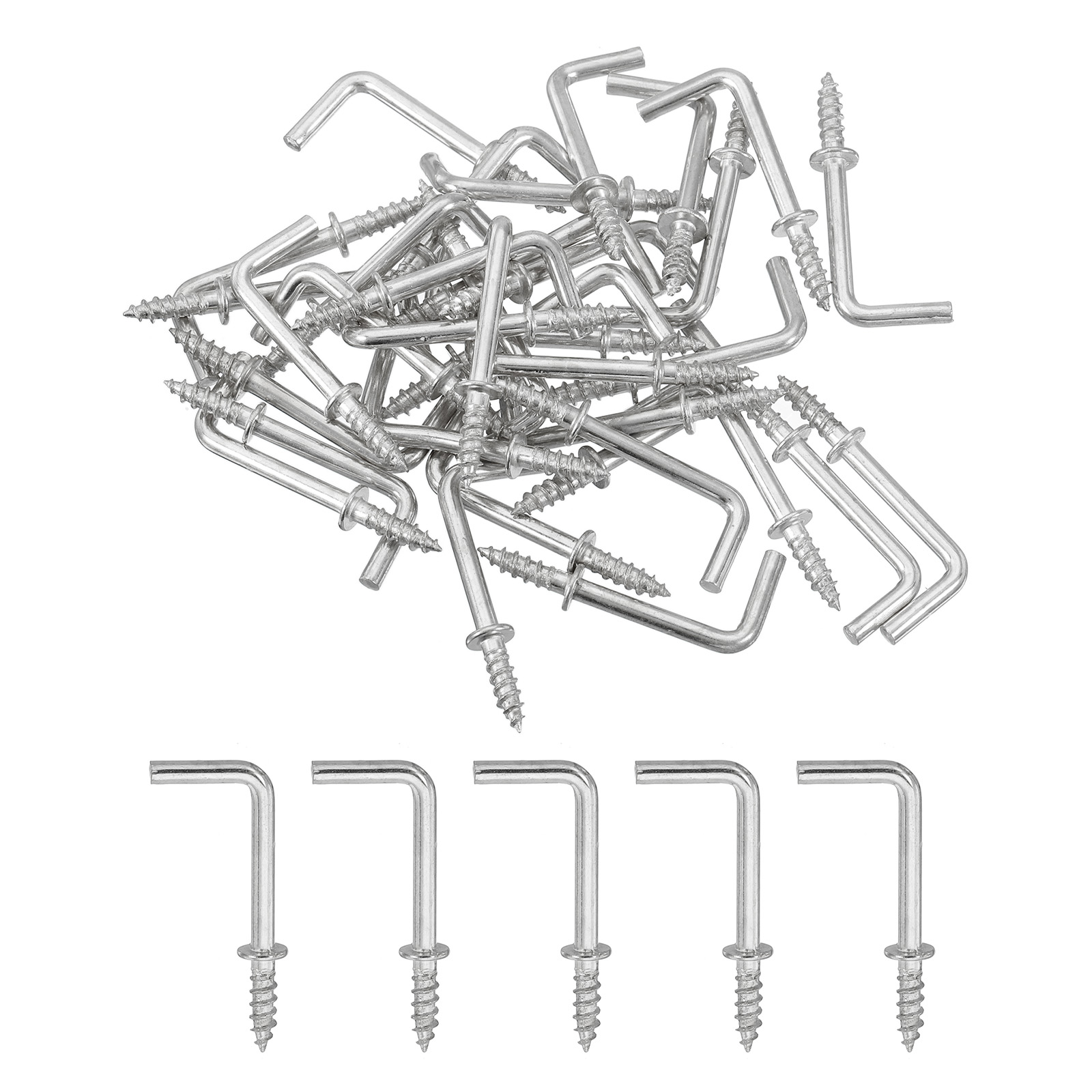 Uxcell Right Angle Hooks, 40Pcs 7/8" L Shaped Screw Hooks Screw in ...