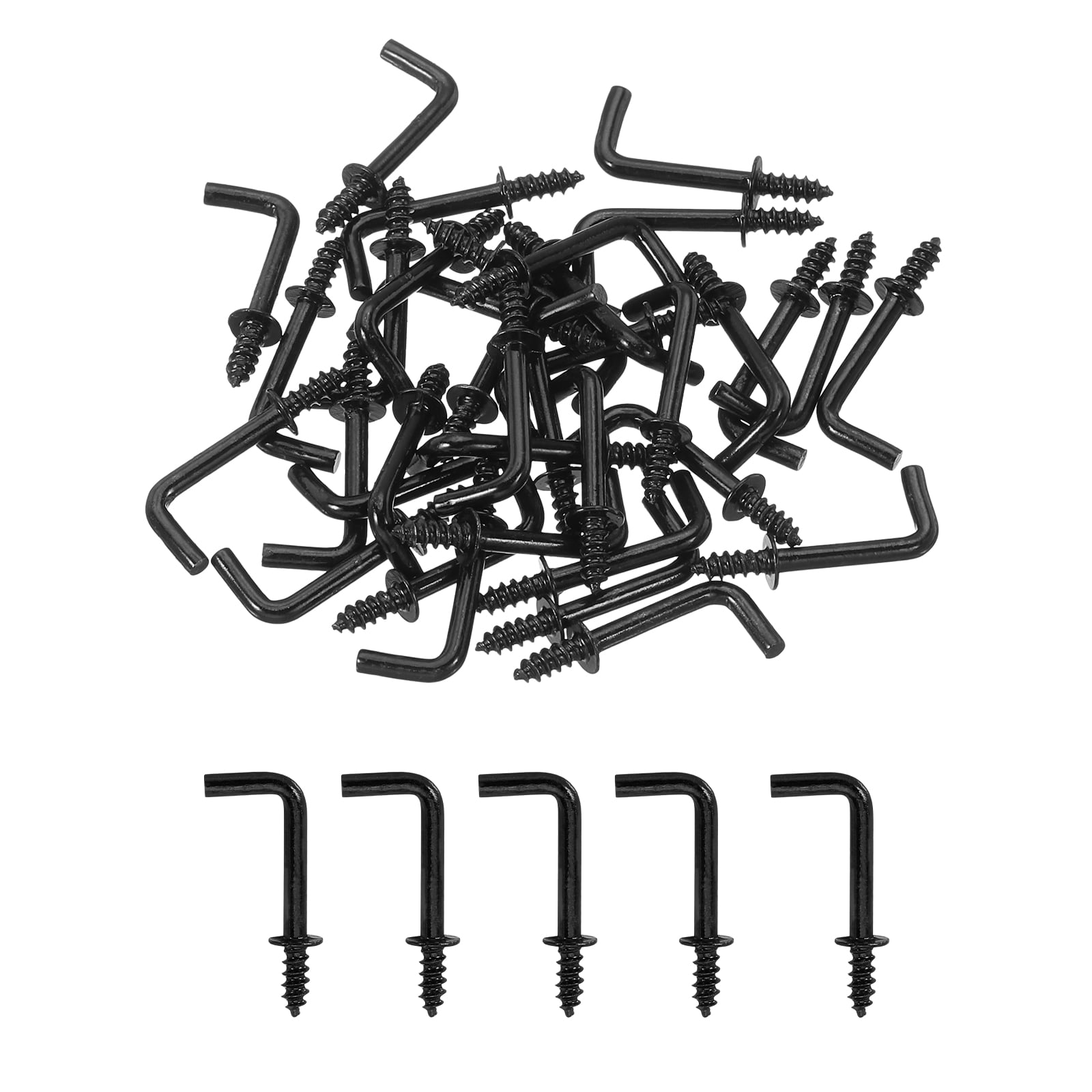 Uxcell Right Angle Hooks, 50Pcs 1/2" L Shaped Screw Hooks Screw in ...