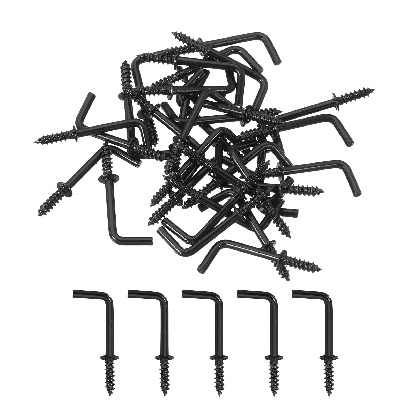 Uxcell Right Angle Hooks, 50Pcs 3/4" L Shaped Screw Hooks Screw in ...
