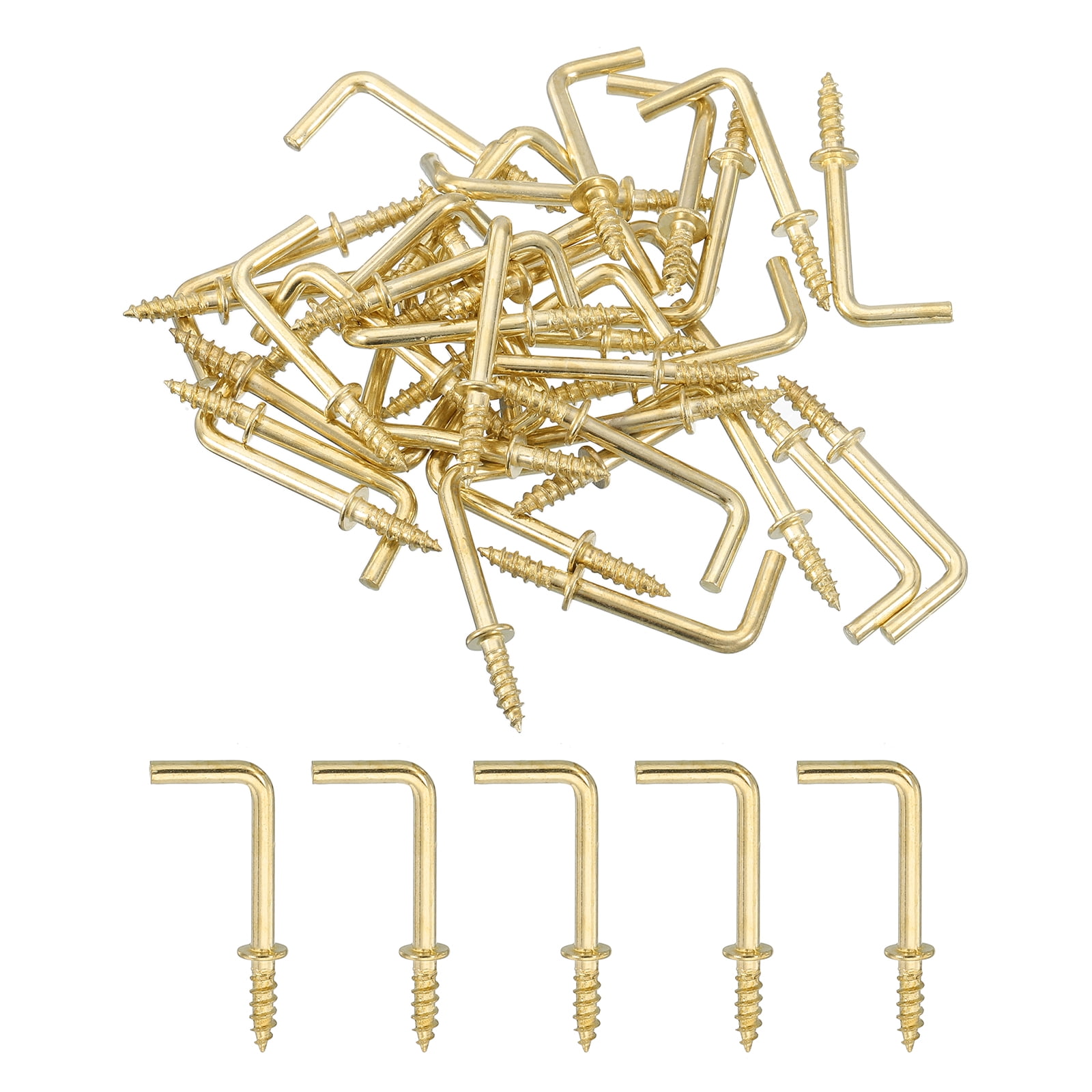 Uxcell Right Angle Hooks, 50Pcs 7/8" L Shaped Screw Hooks Screw in ...
