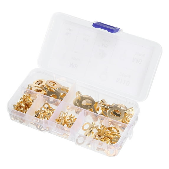 Uxcell Ring Terminals Kit 8 Types Copper Wire Lugs Crimp Wire Connector ...