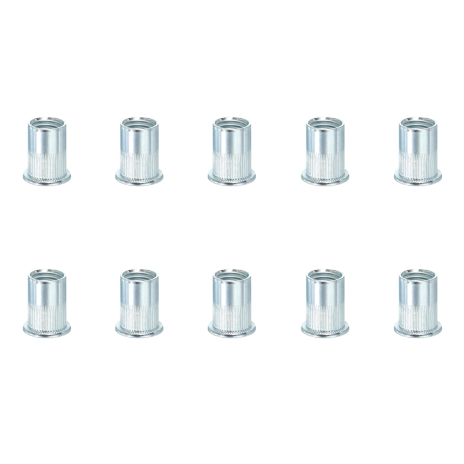 Uxcell Rivet Nuts, Blue White Zinc Plating Knurled Flat Head Threaded ...