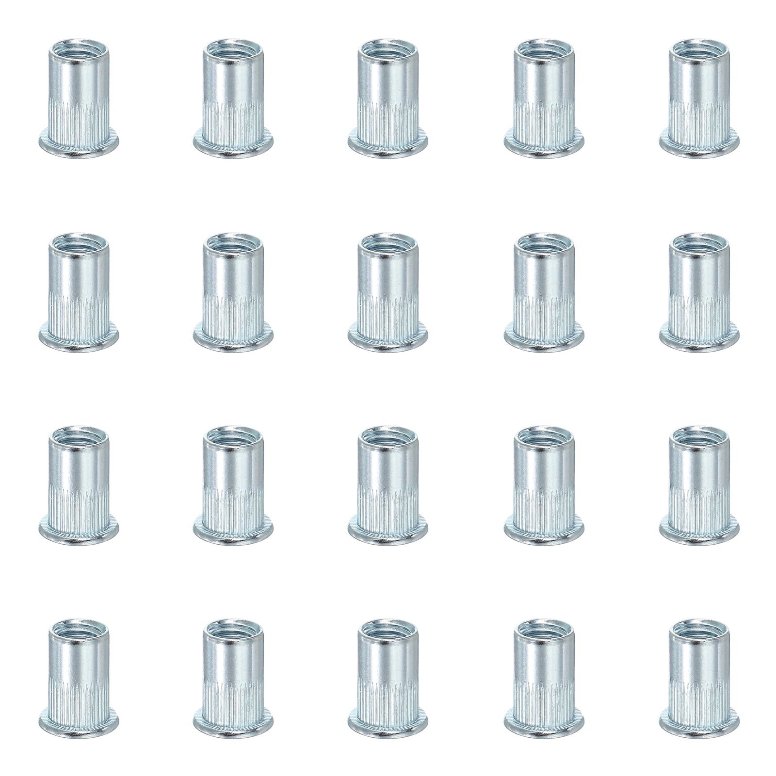 Uxcell Rivet Nuts, Blue White Zinc Plating Knurled Flat Head Threaded ...
