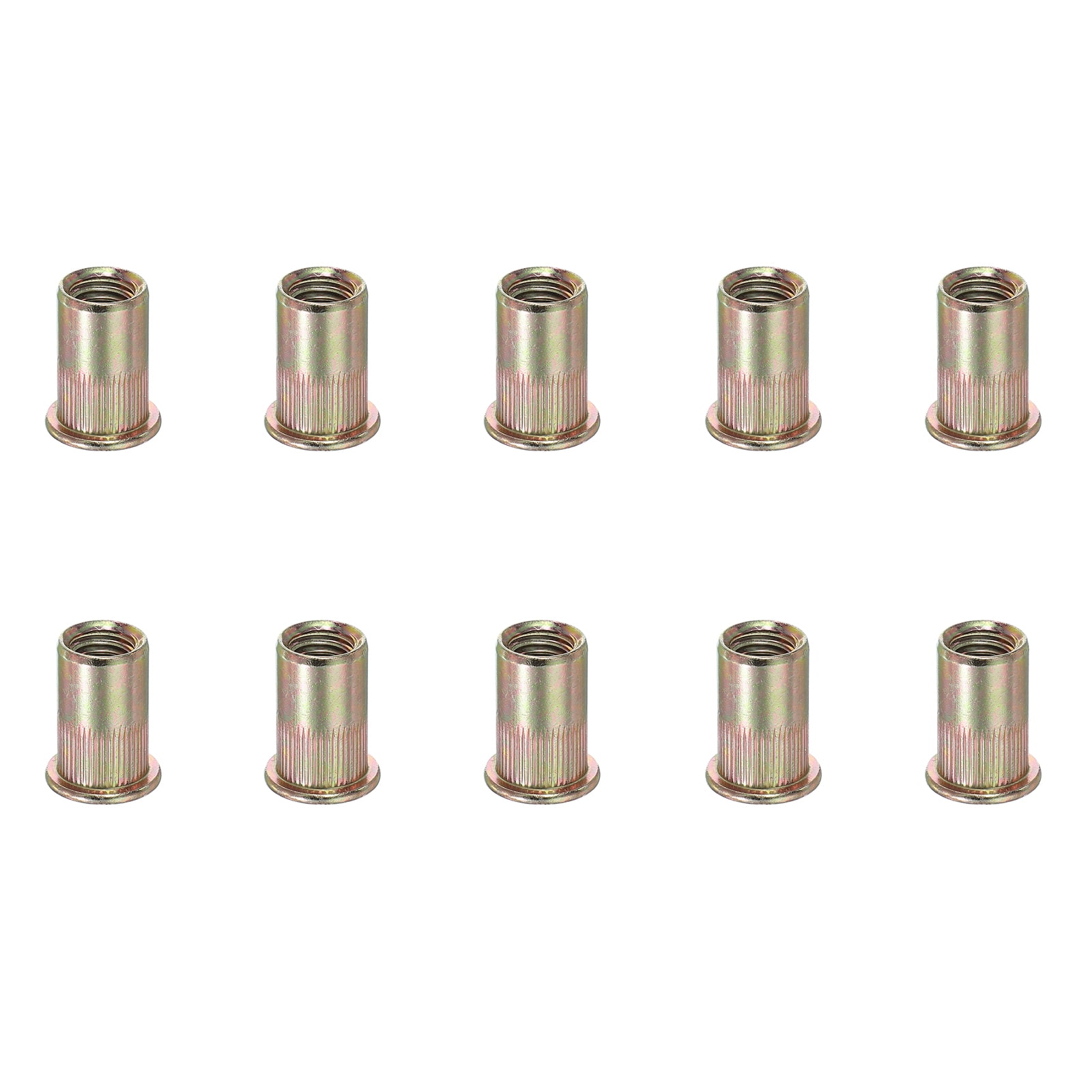 Uxcell Rivet Nuts, Galvanized Carbon Steel Knurled Flat Head Threaded ...