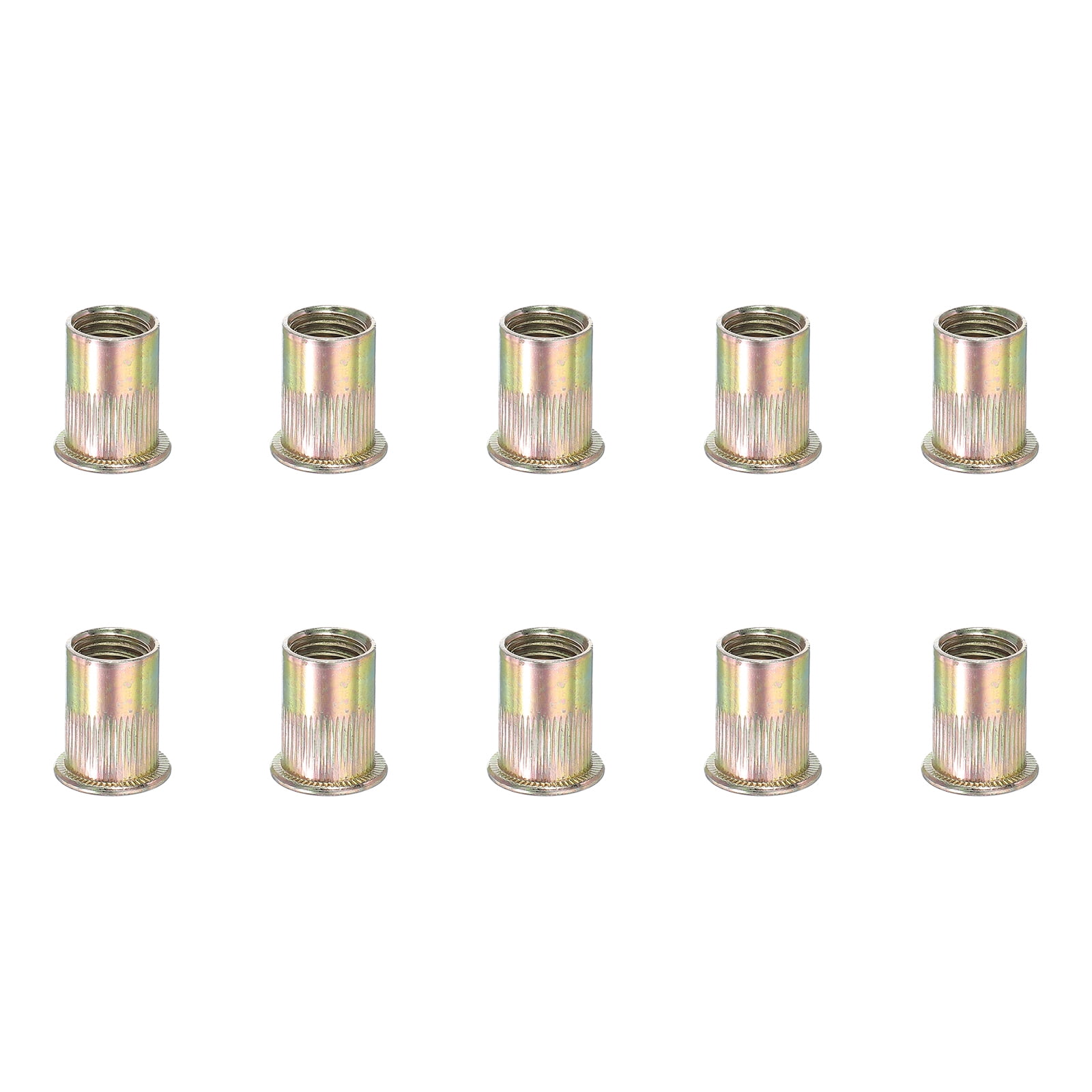 Uxcell Rivet Nuts, Galvanized Carbon Steel Knurled Flat Head Threaded ...