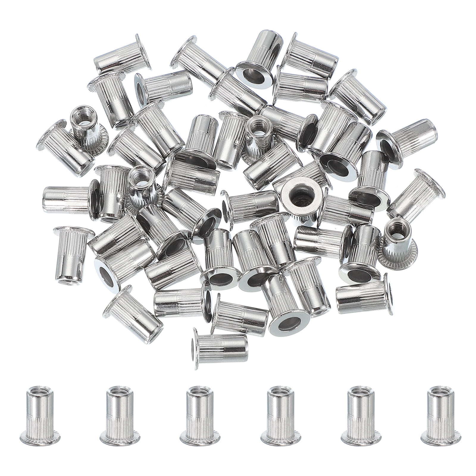 Uxcell Rivet Nuts, Stainless Steel Knurled Flat Head Insert Nuts Assortment Kit M4 - Walmart.com