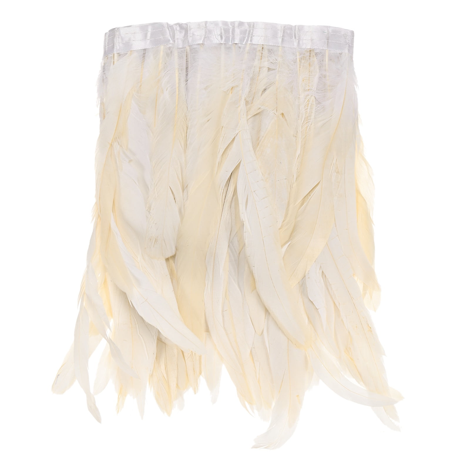 Uxcell Rooster Feather Trim Fringe, 2 Yards 10-12" Natural Fluffy ...