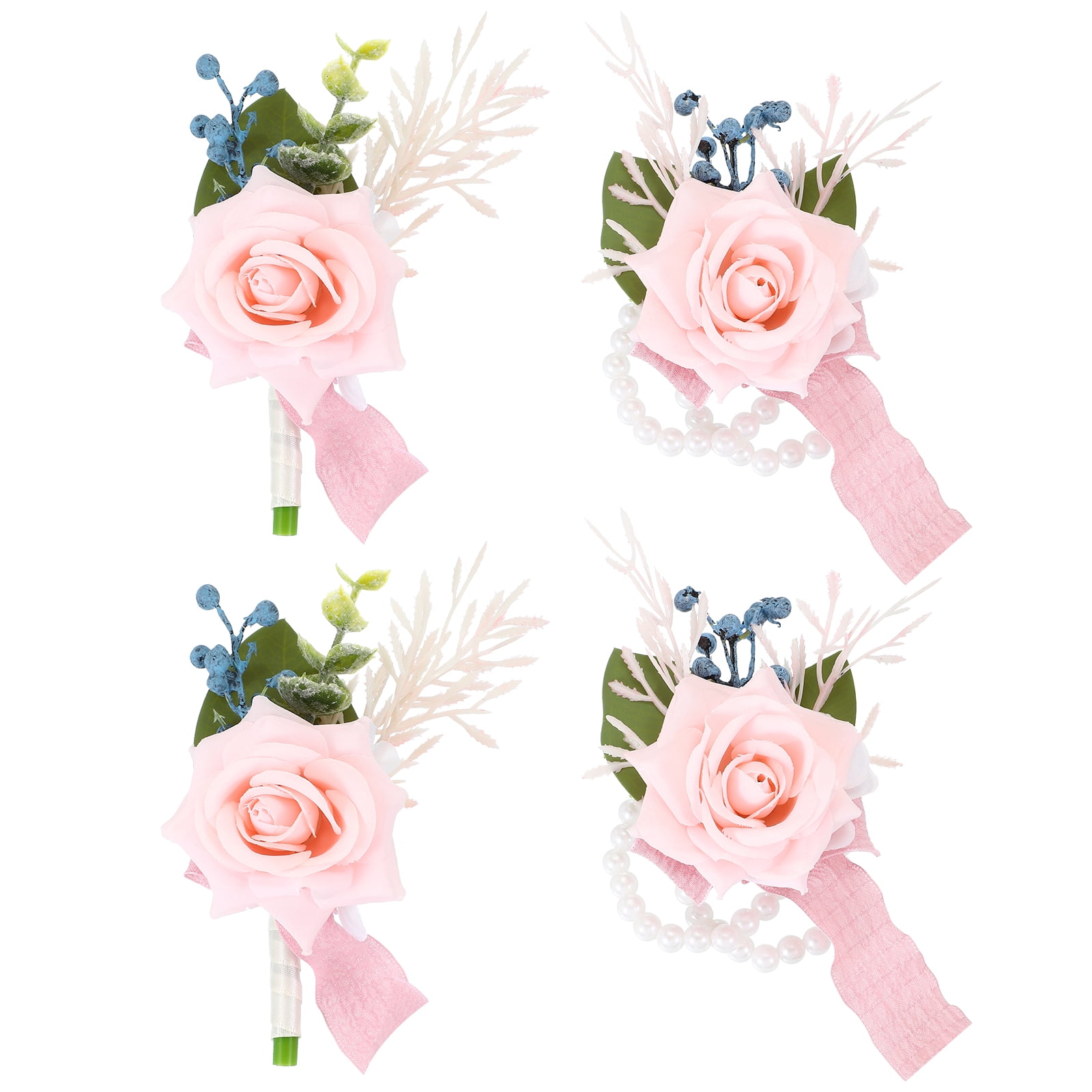 Uxcell Rose Corsage and Boutonnieres Set, 2 Set for Groom Bride ...