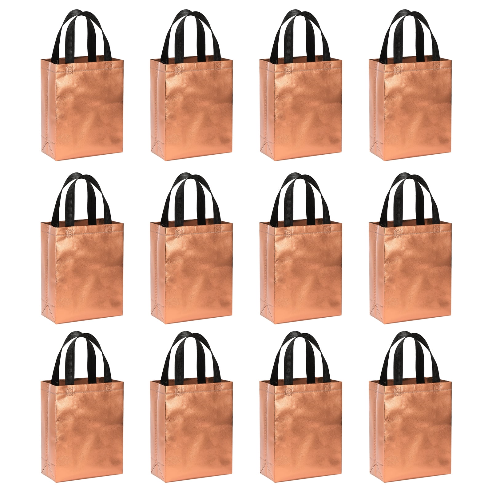 Uxcell Rose Gold Gift Bags with Laser Coating, 12pcs Reusable Goodie ...