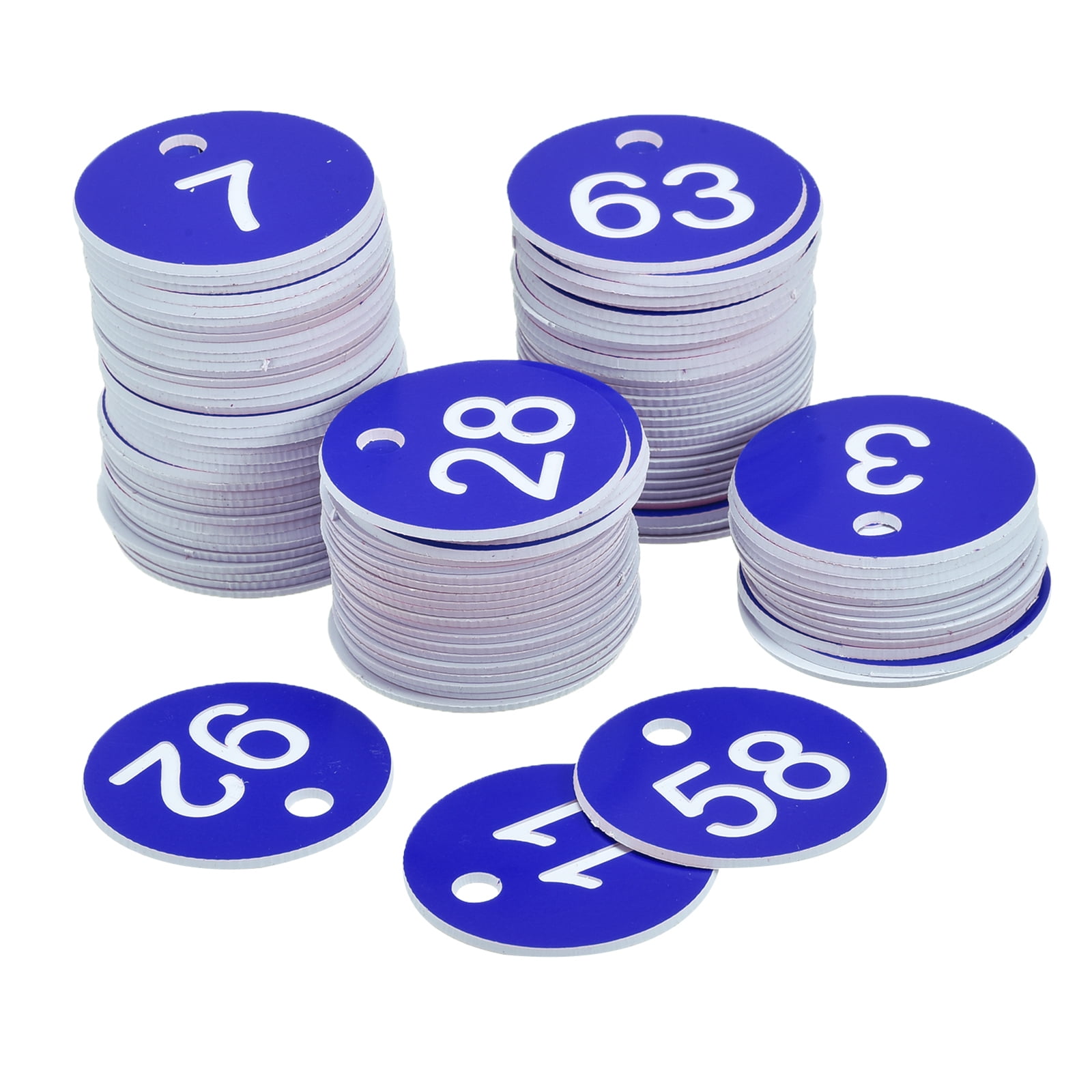 Uxcell Round 1-100 Number Tag Key Tag Acrylic Engraved Blue ID Tag for ...