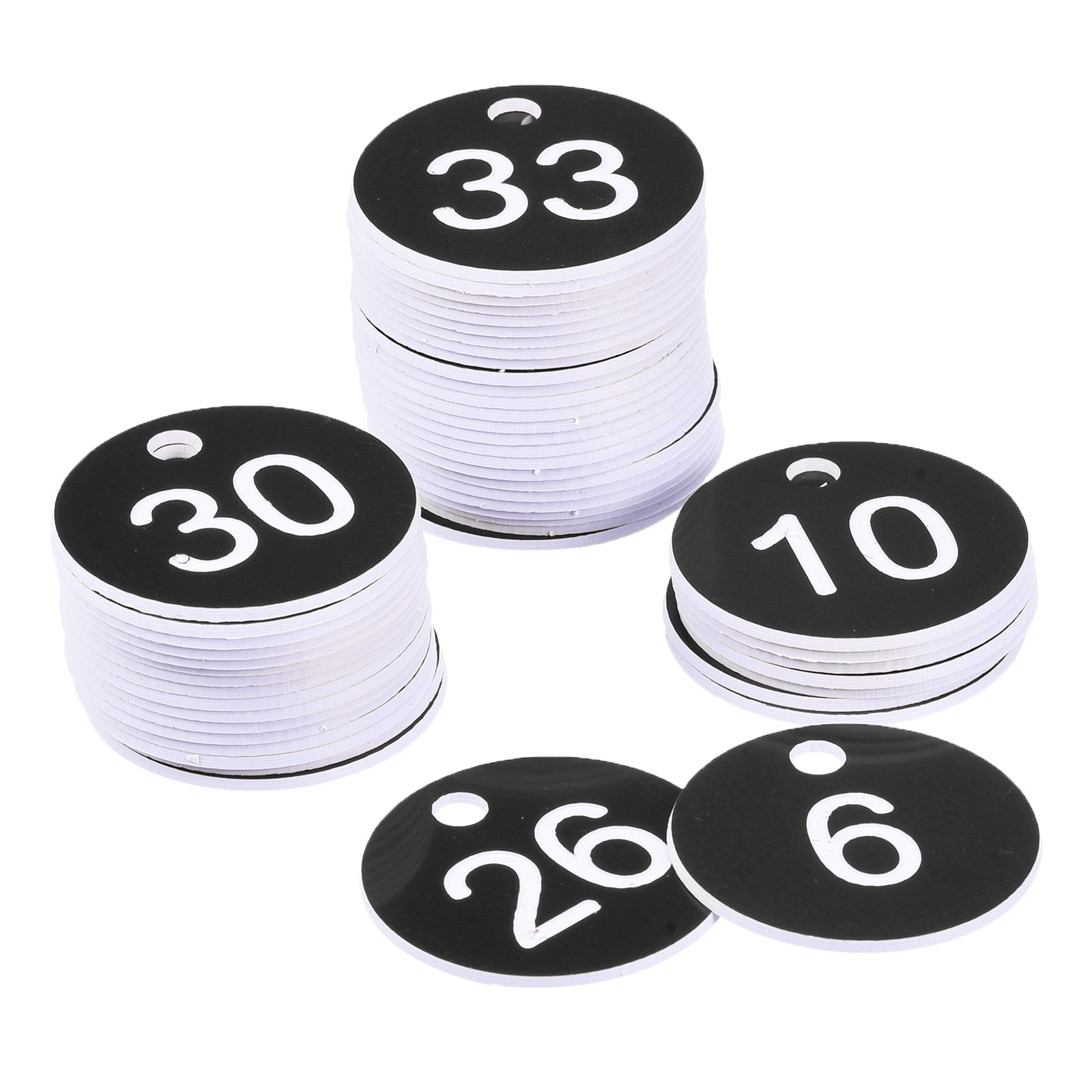 Uxcell Round 1-50 Number Tag Key Tag Acrylic Engraved Black ID Tag for ...
