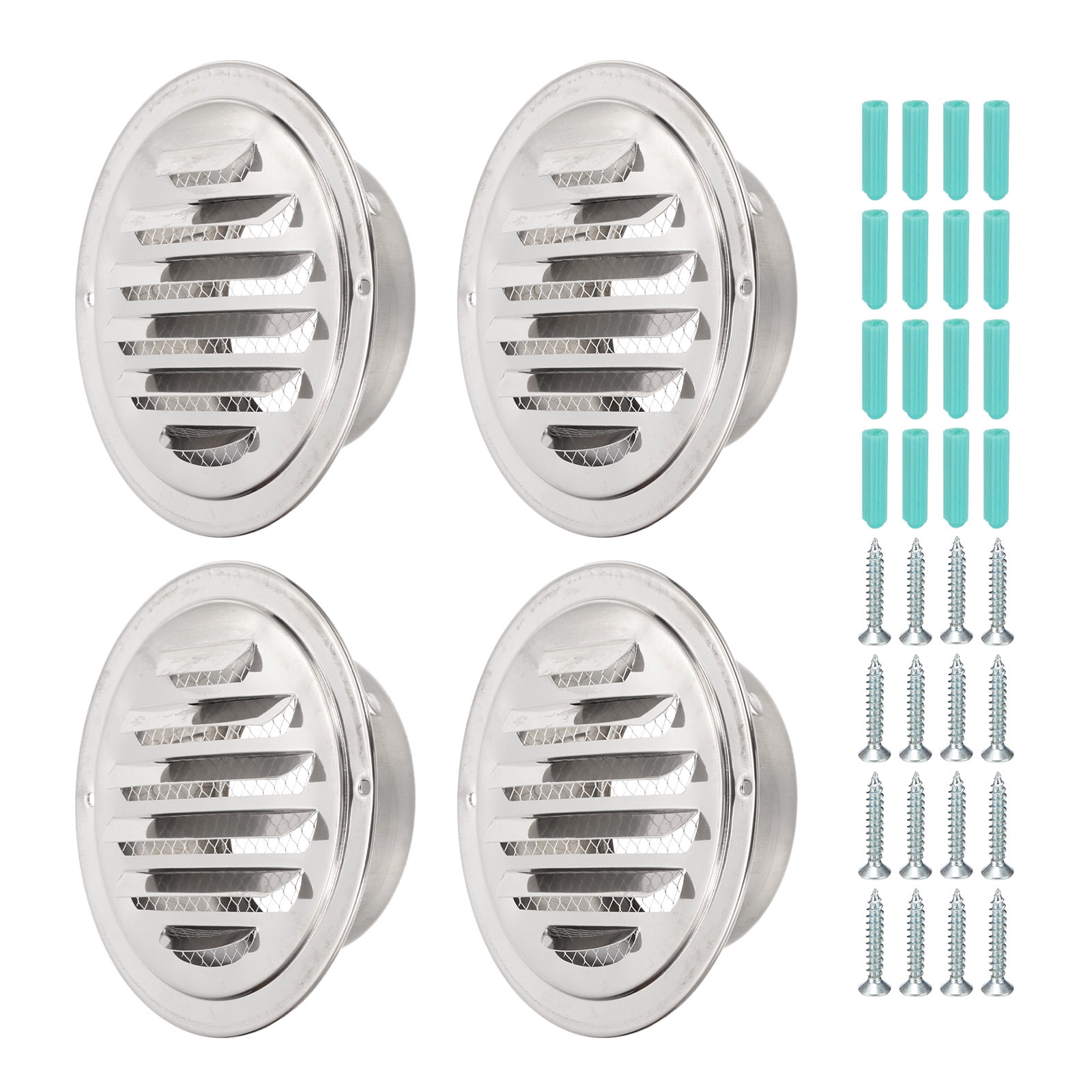 Uxcell Round Air Vents, Outlet Vents Cover 304 Stainless Steel Louver ...