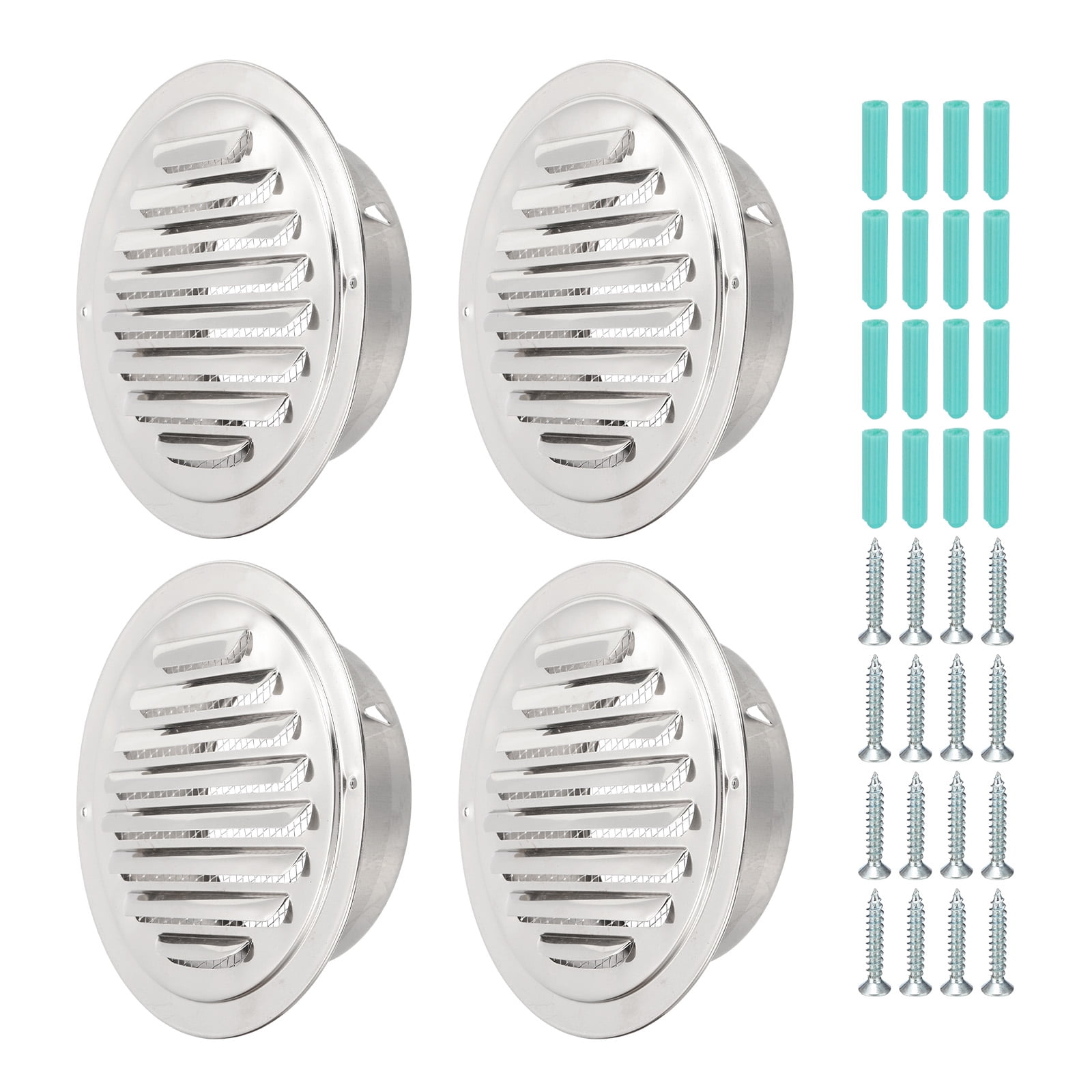 Uxcell Round Air Vents, Outlet Vents Cover 304 Stainless Steel Louver ...