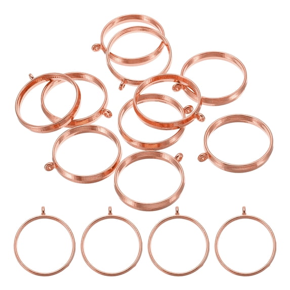 Uxcell Round Alloy Open Back Bezel Pendants DIY Hollow Frame, Rose Gold ...
