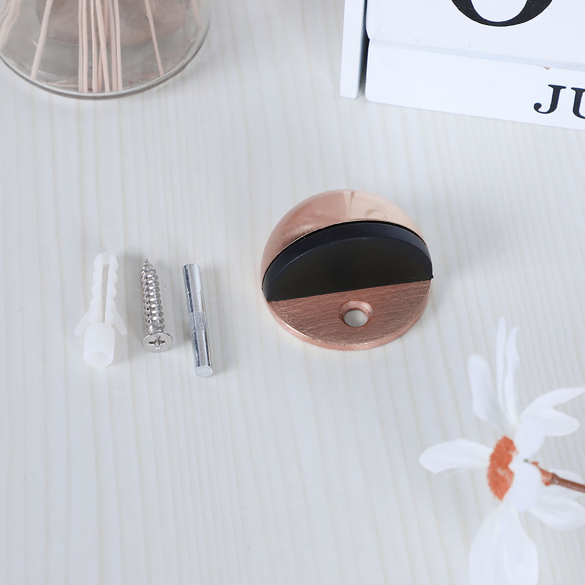 Uxcell Round Base Buffer Floor Door Stopper Rubber Alloy Stainless ...