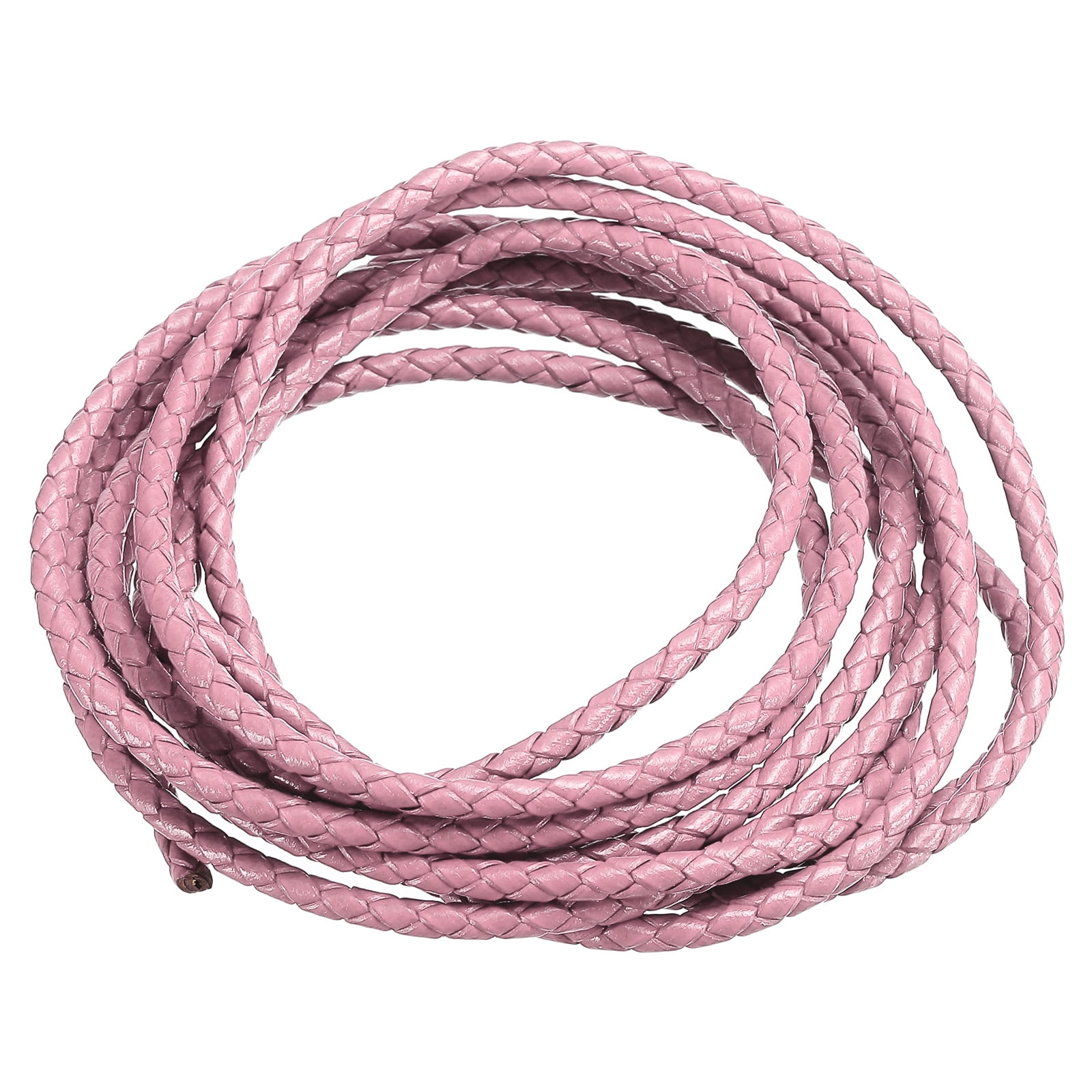 Uxcell Round Braided Leather Cord, 3mm Genuine Braided Leather Cords ...