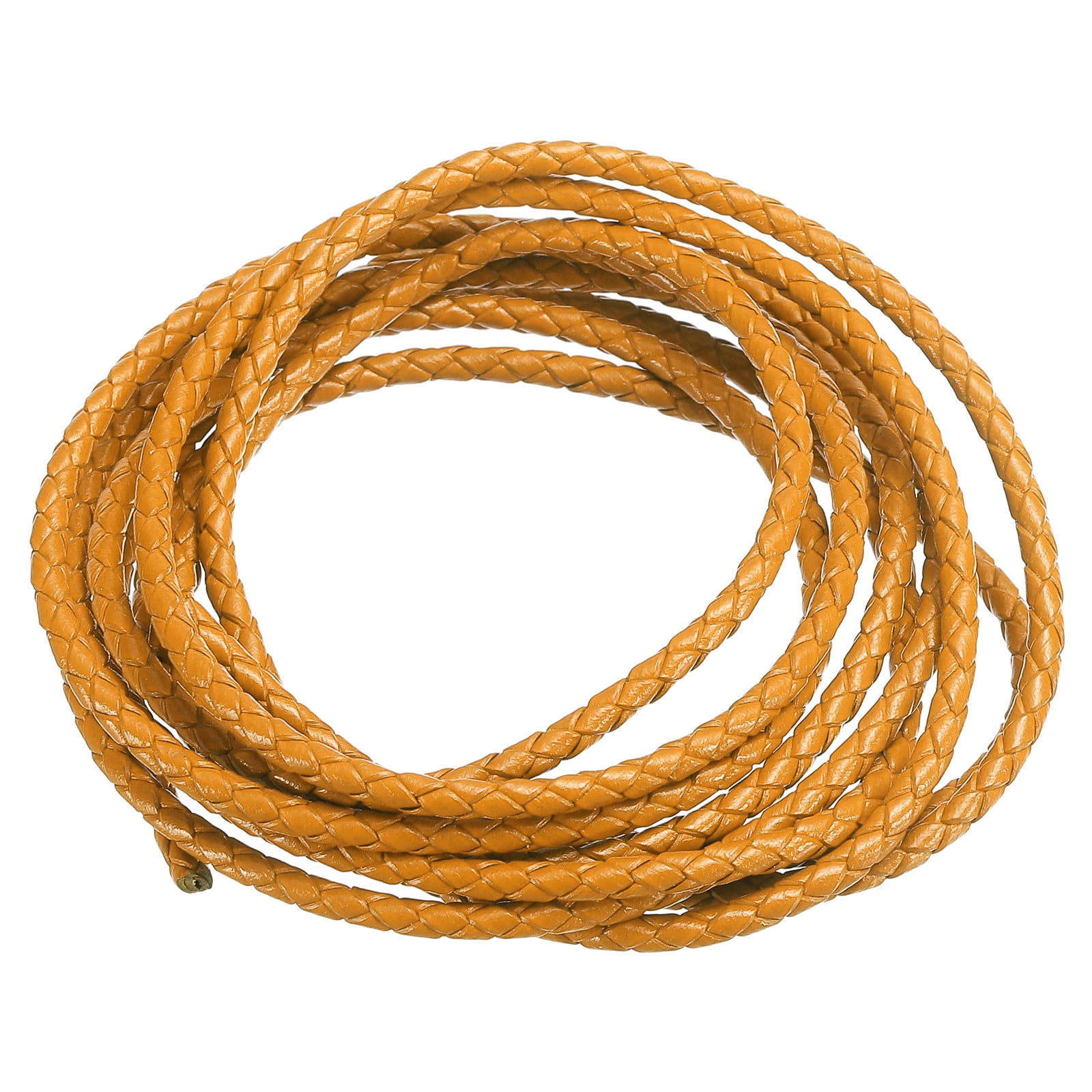 Uxcell Round Braided Leather Cord, 3mm Genuine Braided Leather Cords ...
