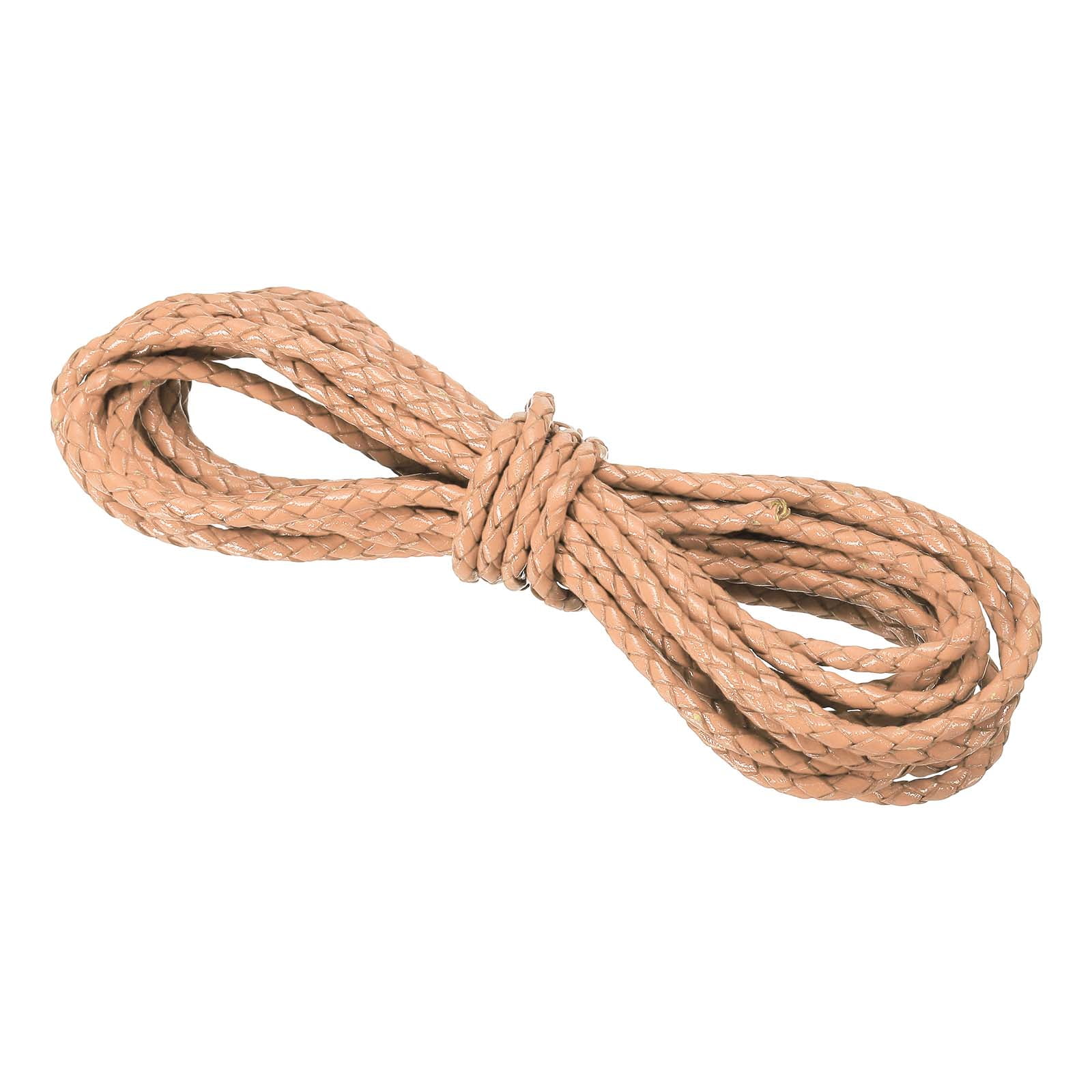 Round Braided Leather Cord, Braided Genuine Leather Cord Rope Folded ...