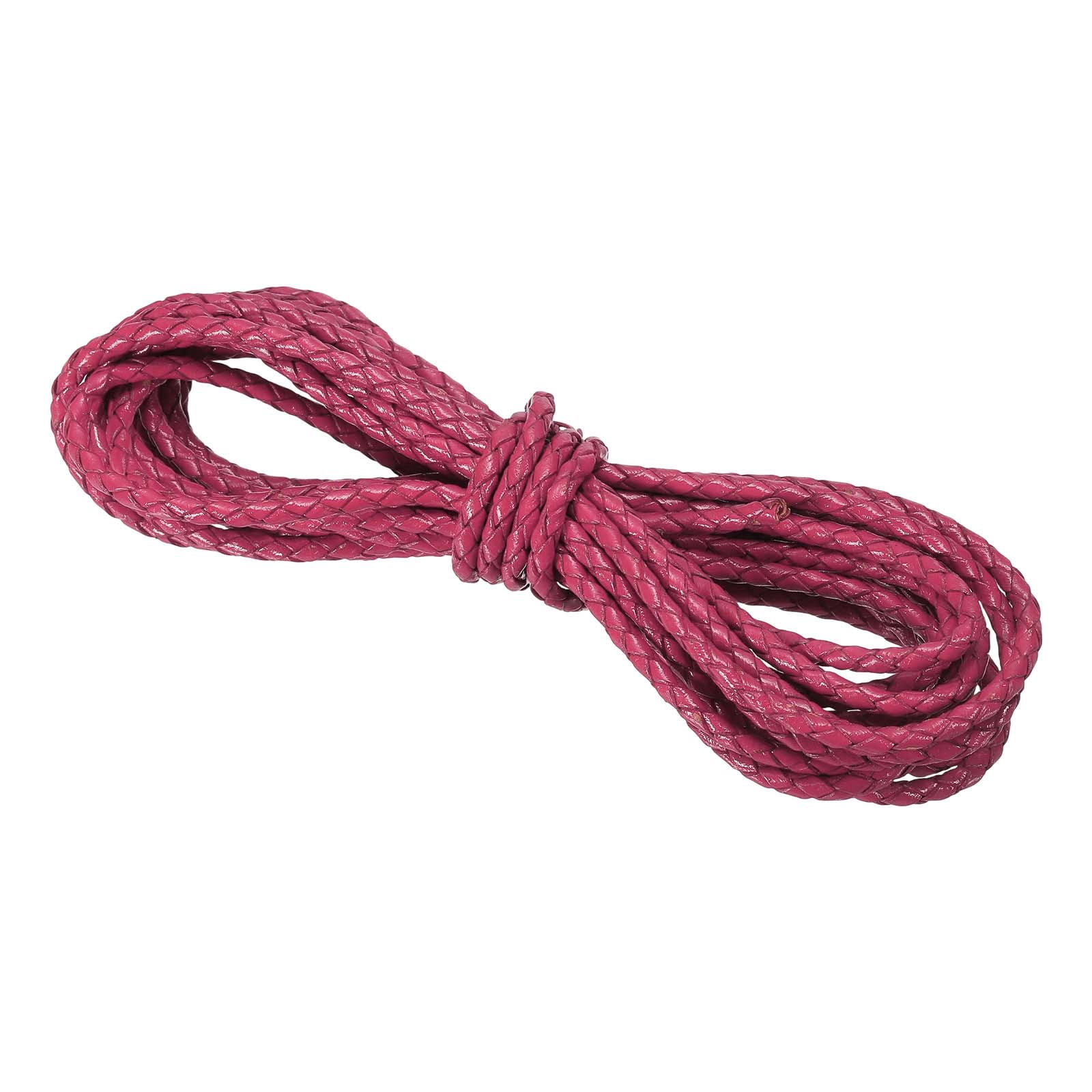 Round Braided Leather Cord, Braided Genuine Leather Cord Rope Folded ...