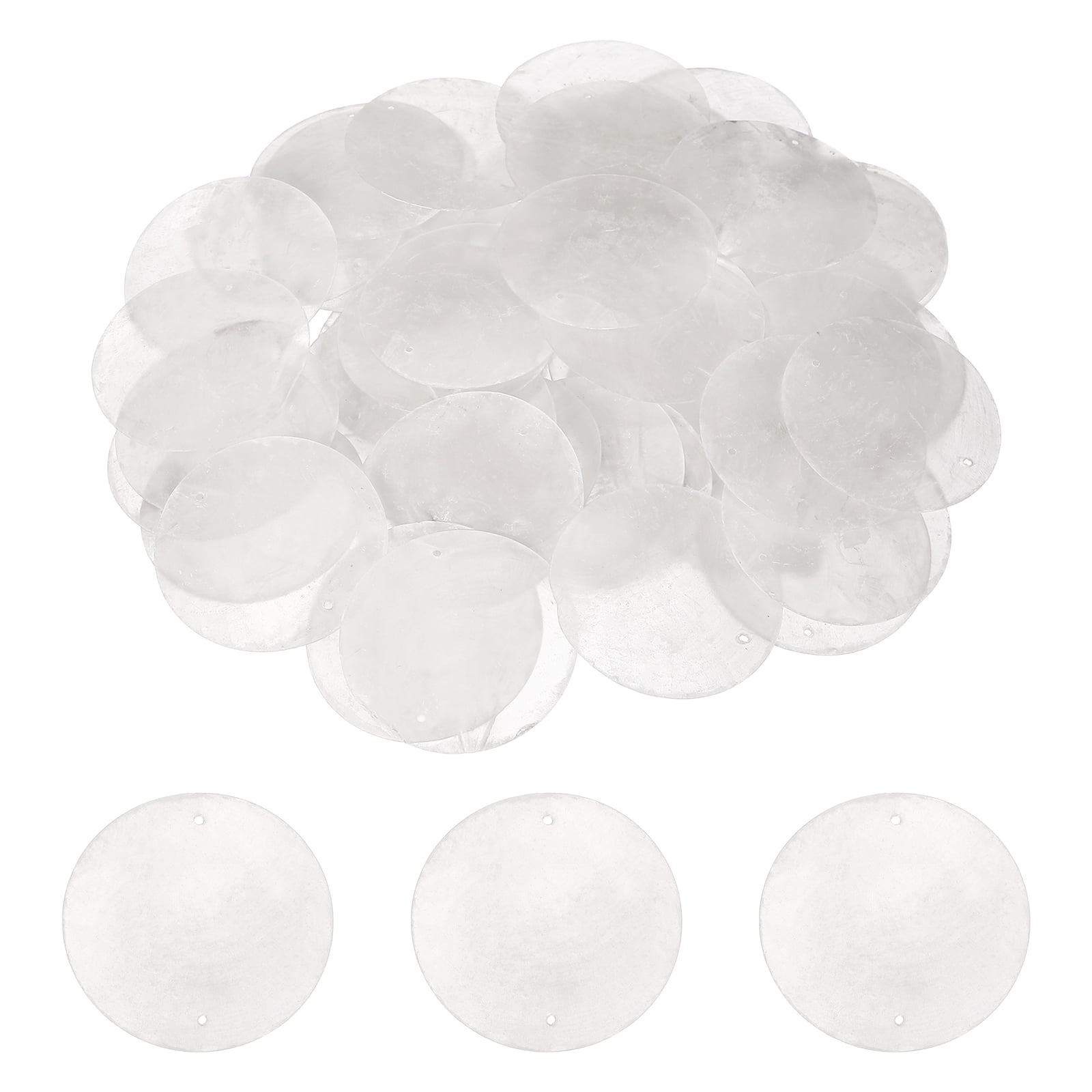 Uxcell Round Capiz Sea Shells, 2" Shells for Crafting with 2 Holes ...