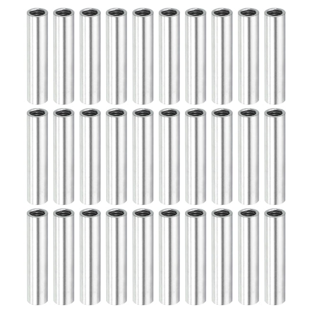 Uxcell Round Coupling Nut Threaded Sleeve Connector Rod Bar Stud Tube ...