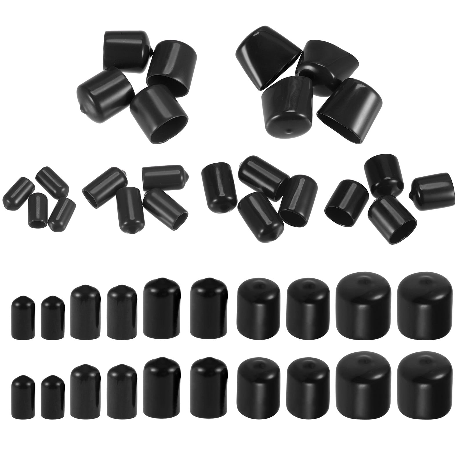 Uxcell Round End Caps Rubber Cover 48pcs 9/32