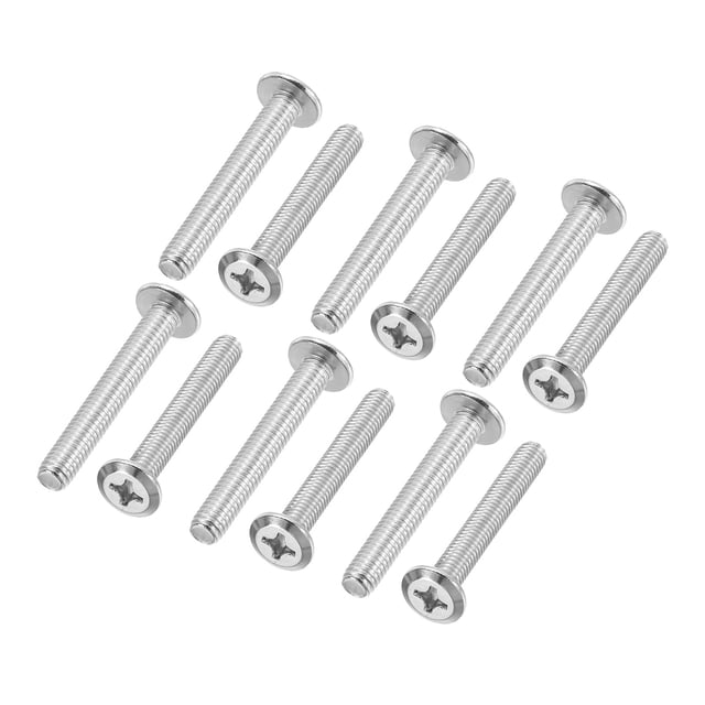 Uxcell Round Head Phillips Screws, 16 Pack M6-1 x 40mm 304 Stainless ...