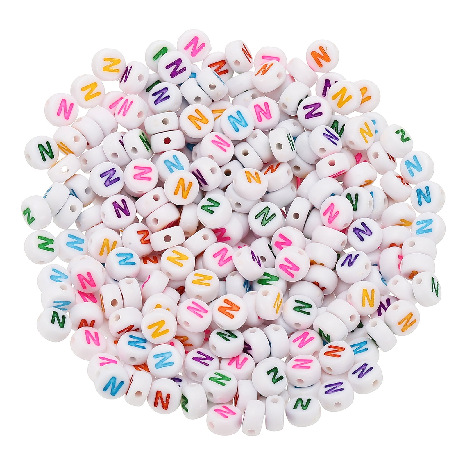 Uxcell Round Letter Beads, 300 Pcs Letter N Acrylic Alphabet Beads ...