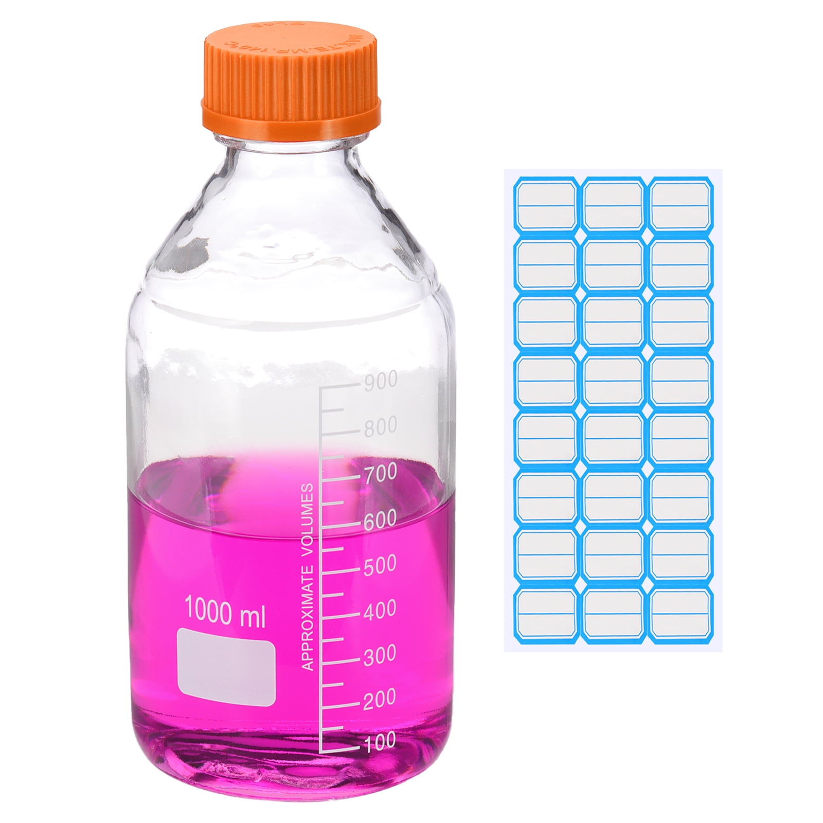 Uxcell Round Media Storage Bottles, 1000ml Thickened Glass Graduated ...