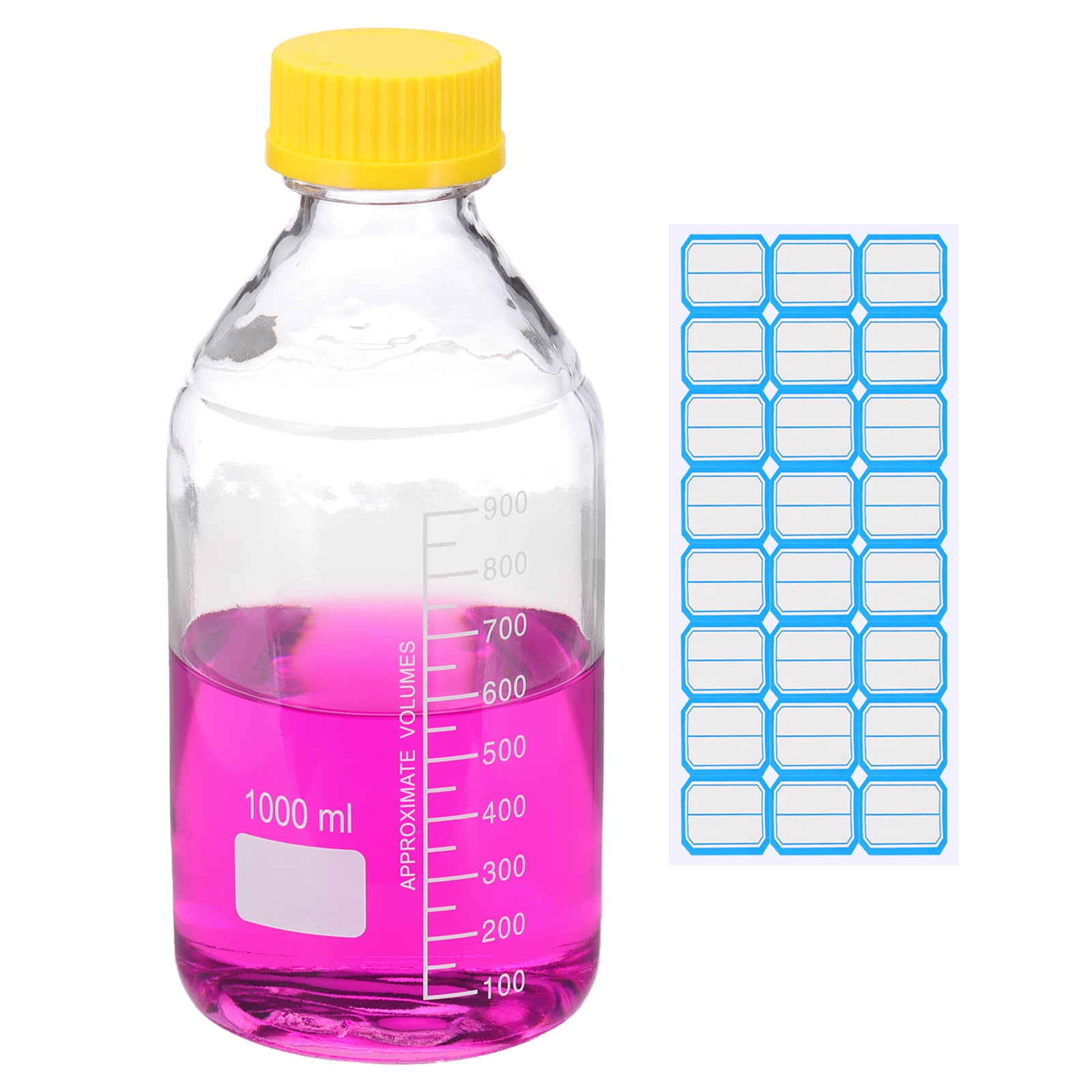 Uxcell Round Media Storage Bottles, 1000ml Thickened Glass Graduated ...