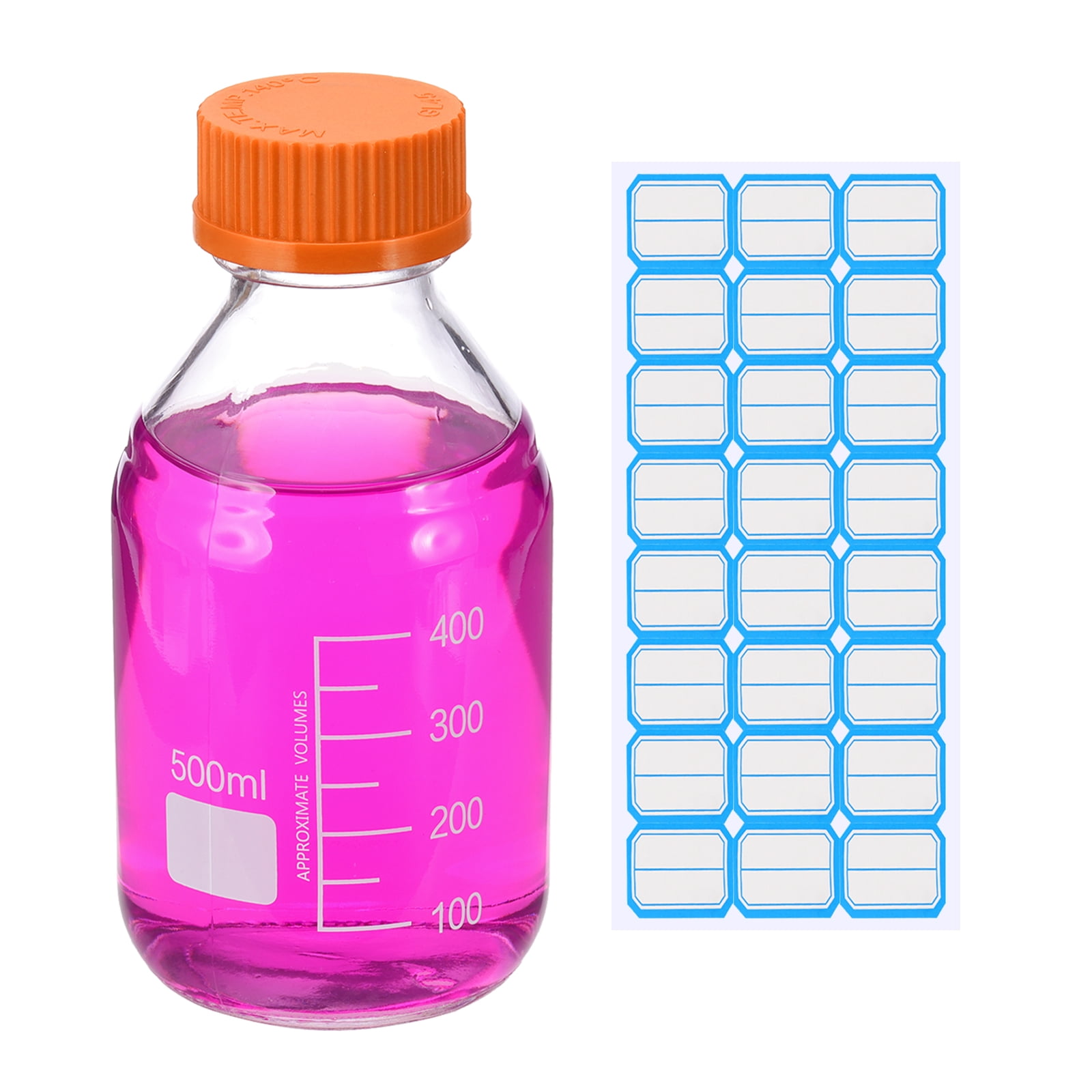 Uxcell Round Media Storage Bottles, 500ml Thickened Glass Graduated ...
