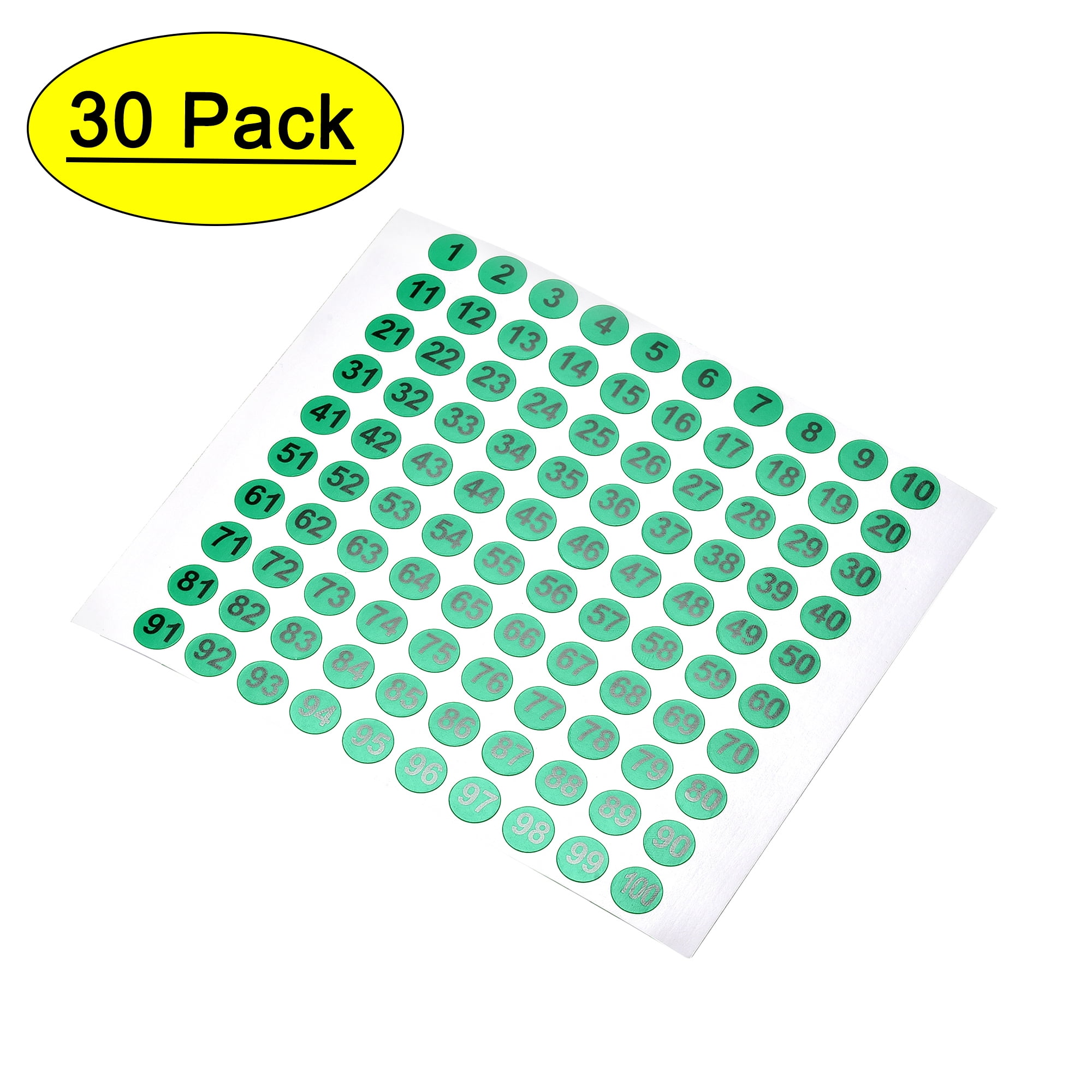 Uxcell Round Number Stickers 0.39" Dia Number 1100 Coated Paper Label 30 Sheets Black Word/Green ...