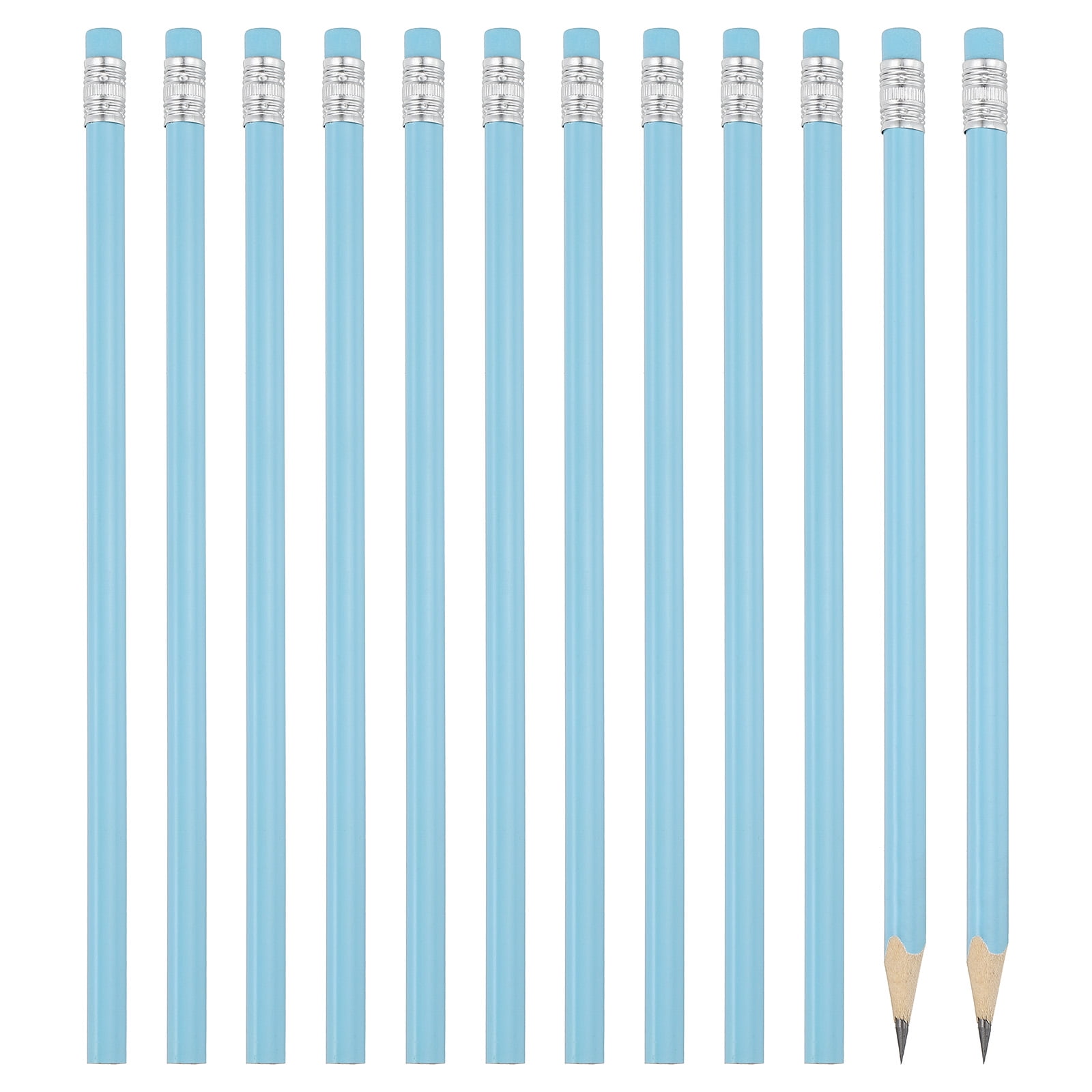 Uxcell Round Pencils, 12 Pack Triangle HB Graphite Pencil with Eraser ...